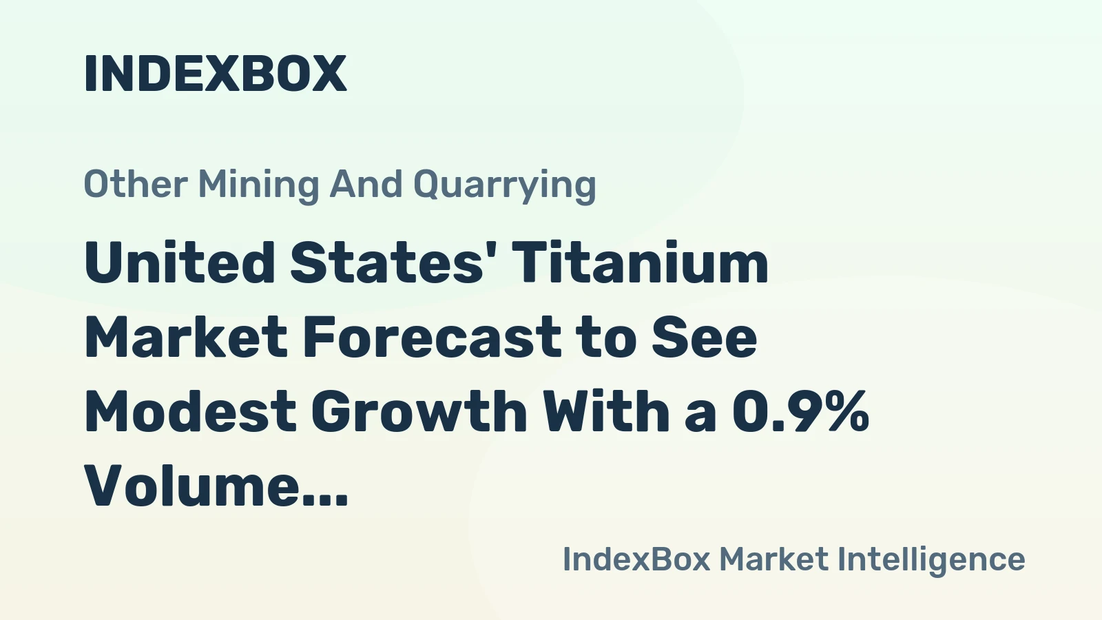 United States' Titanium Market Forecast to See Modest Growth With a 0.9% Volume CAGR