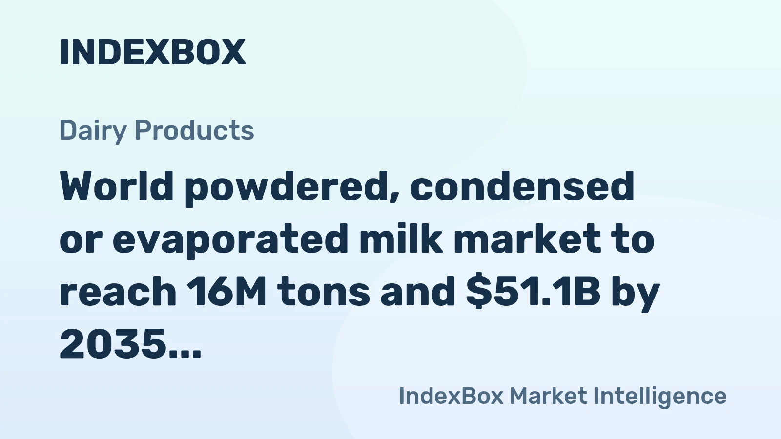 World powdered, condensed or evaporated milk market to reach 16M tons and $51.1B by 2035