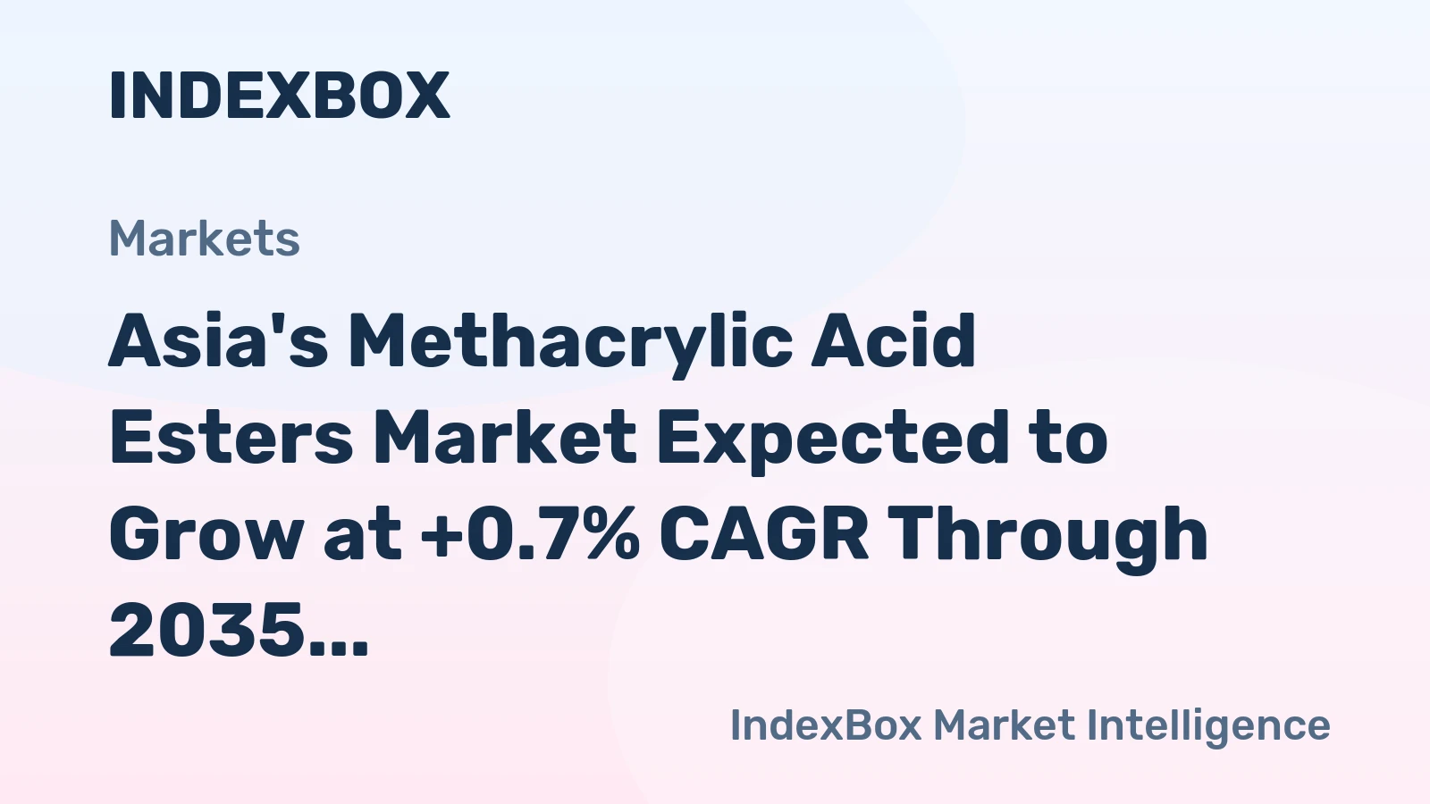Asia's Methacrylic Acid Esters Market Expected to Grow at +0.7% CAGR Through 2035