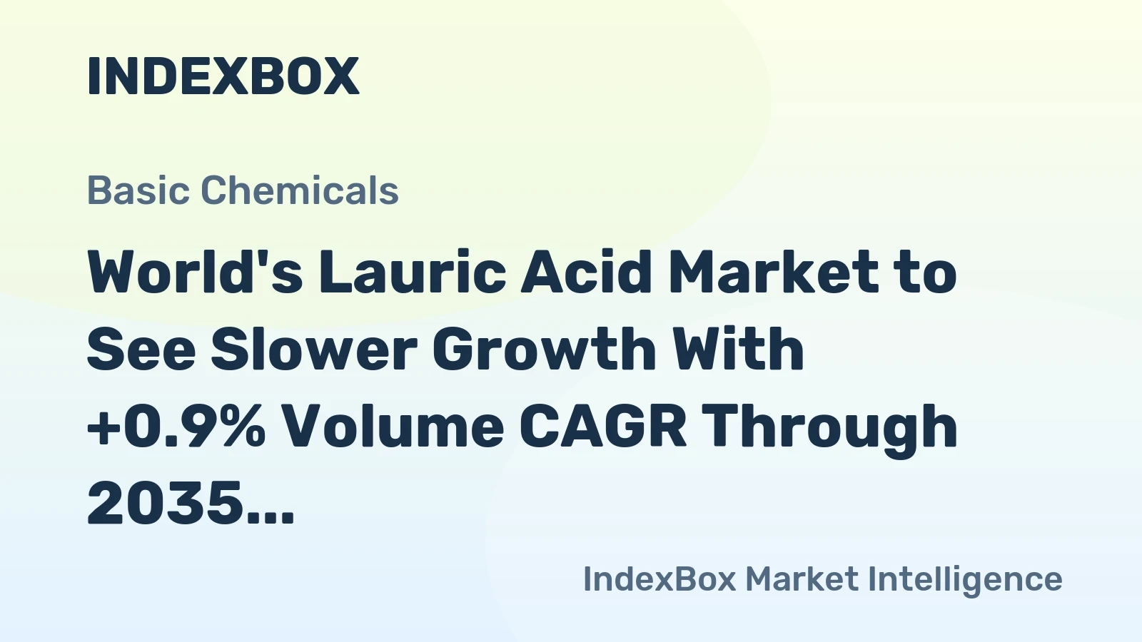 World's Lauric Acid Market to See Slower Growth With +0.9% Volume CAGR Through 2035