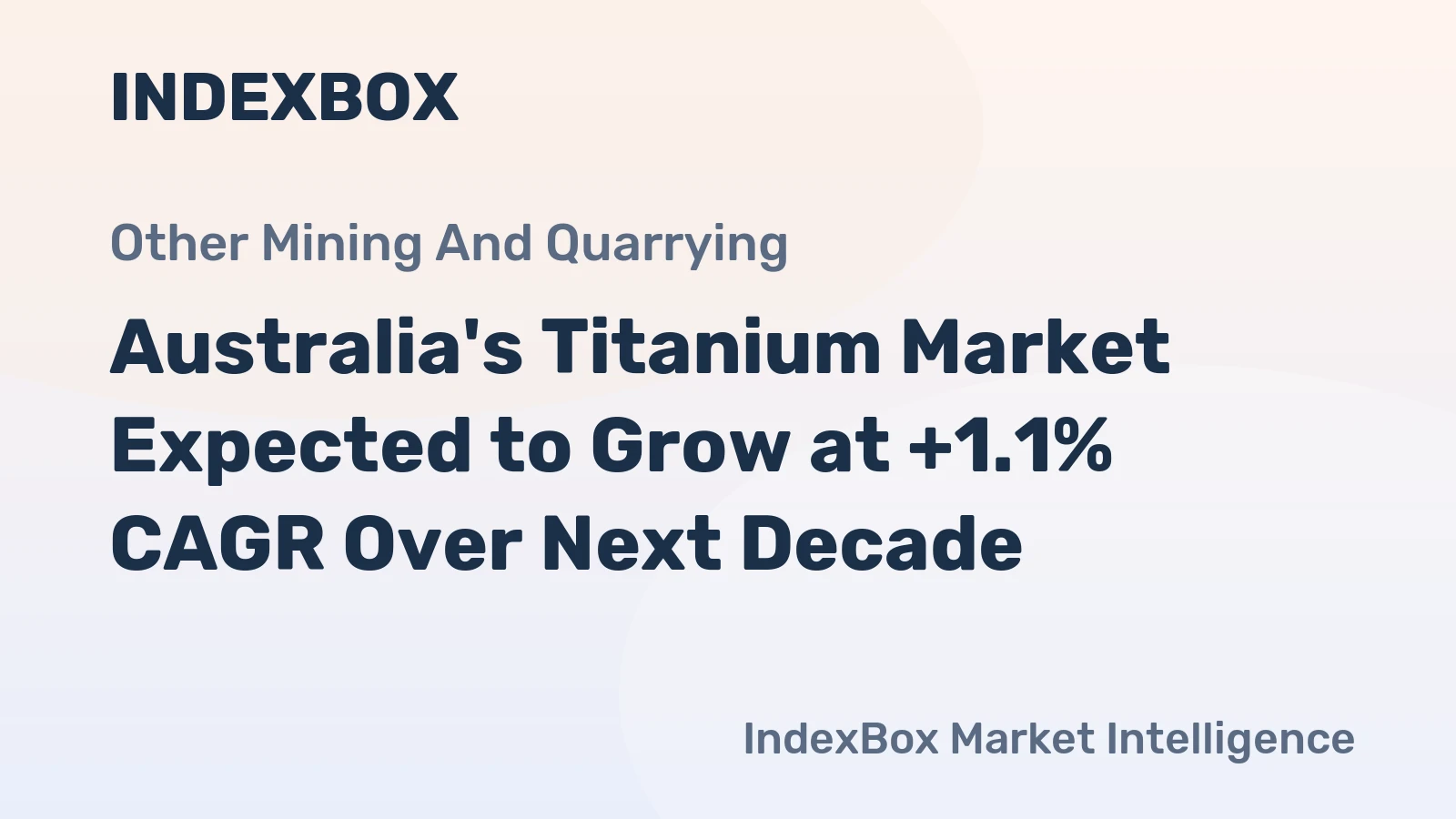 Australia's Titanium Market Expected to Grow at +1.1% CAGR Over Next Decade