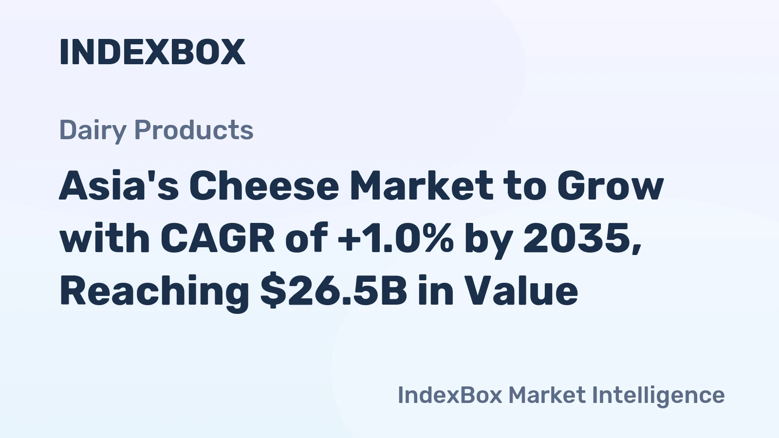 Asia's Cheese Market to Grow with CAGR of +1.0% by 2035, Reaching $26.5B in Value
