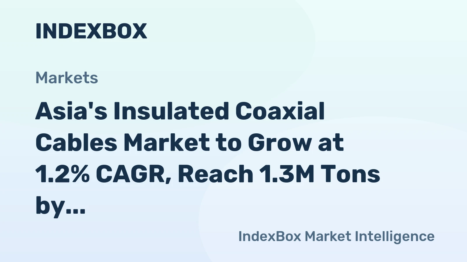 Asia's Insulated Coaxial Cables Market to Grow at 1.2% CAGR, Reach 1.3M Tons by 2035