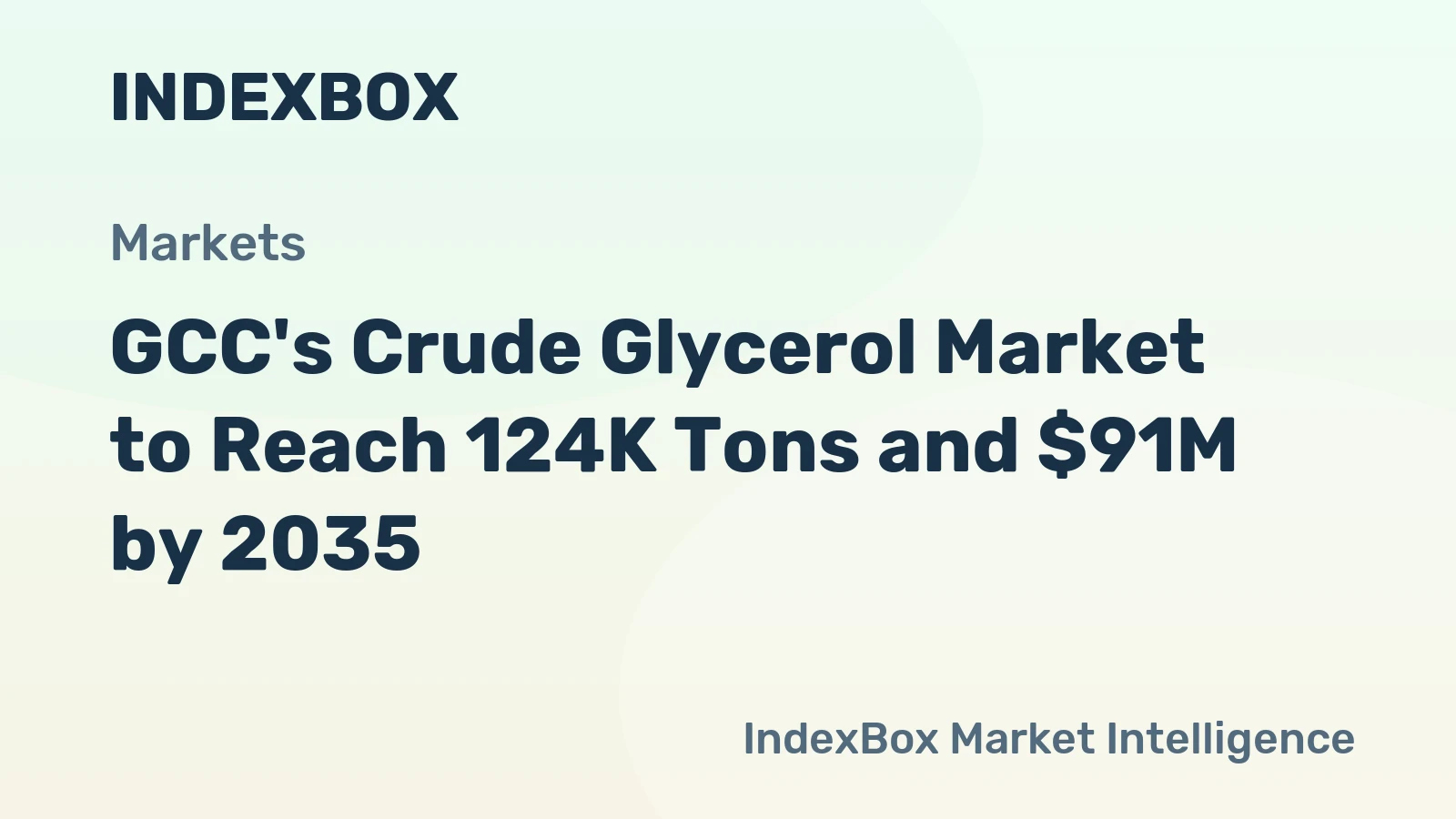 GCC's Crude Glycerol Market to Reach 124K Tons and $91M by 2035