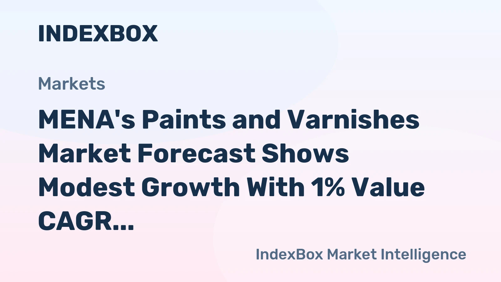 MENA's Paints and Varnishes Market Forecast Shows Modest Growth With 1% Value CAGR