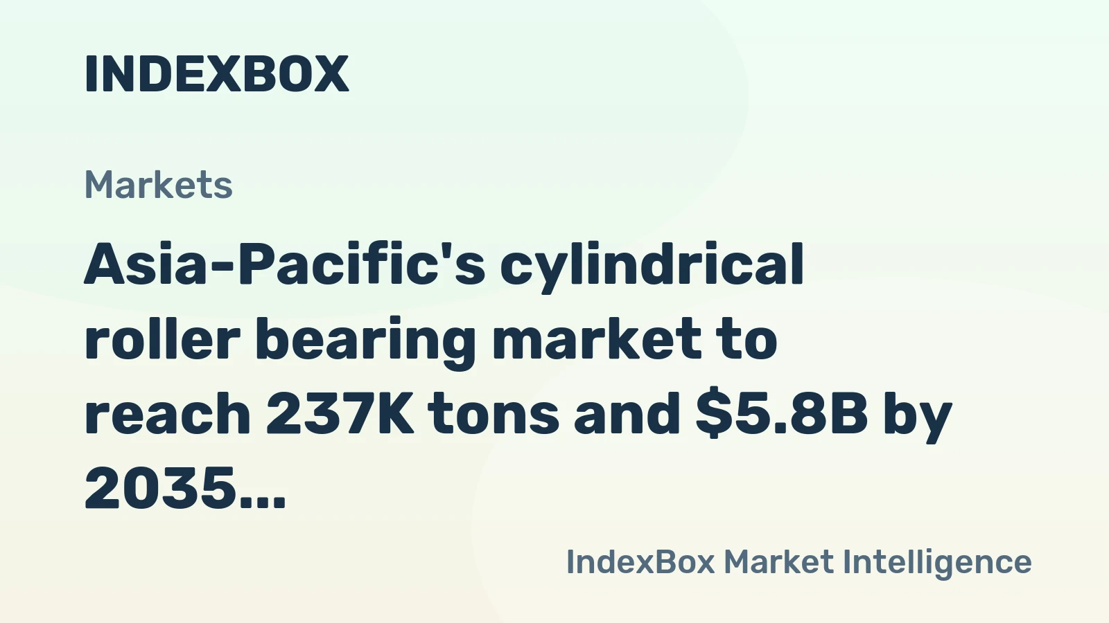 Asia-Pacific's cylindrical roller bearing market to reach 237K tons and $5.8B by 2035, driven by steady demand growth.
