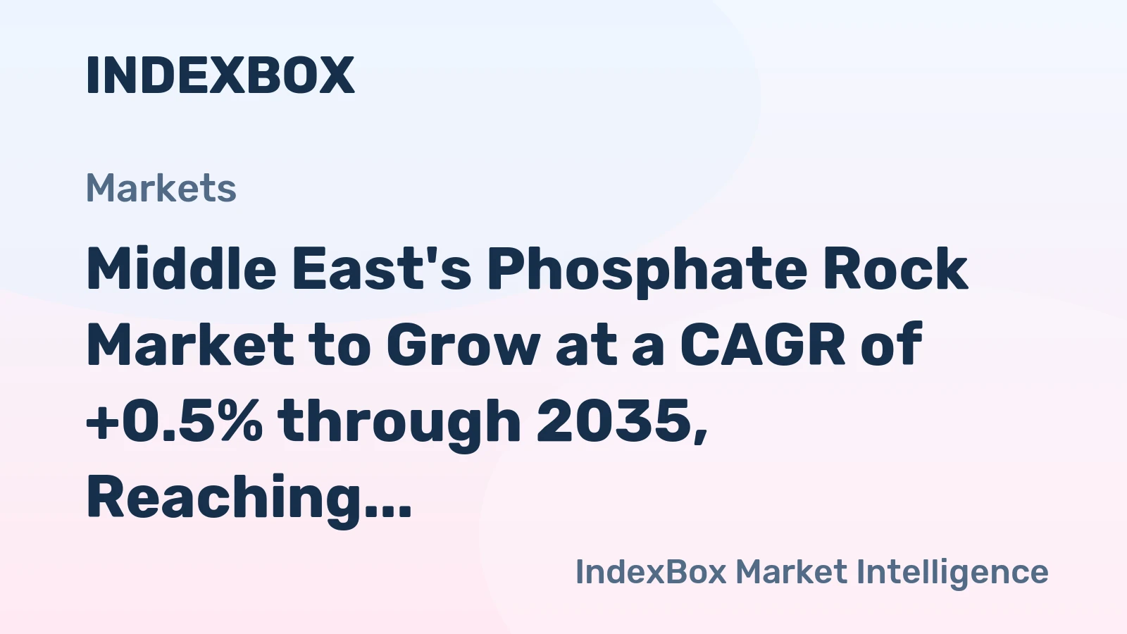 Middle East's Phosphate Rock Market to Grow at a CAGR of +0.5% through 2035, Reaching $1.6B
