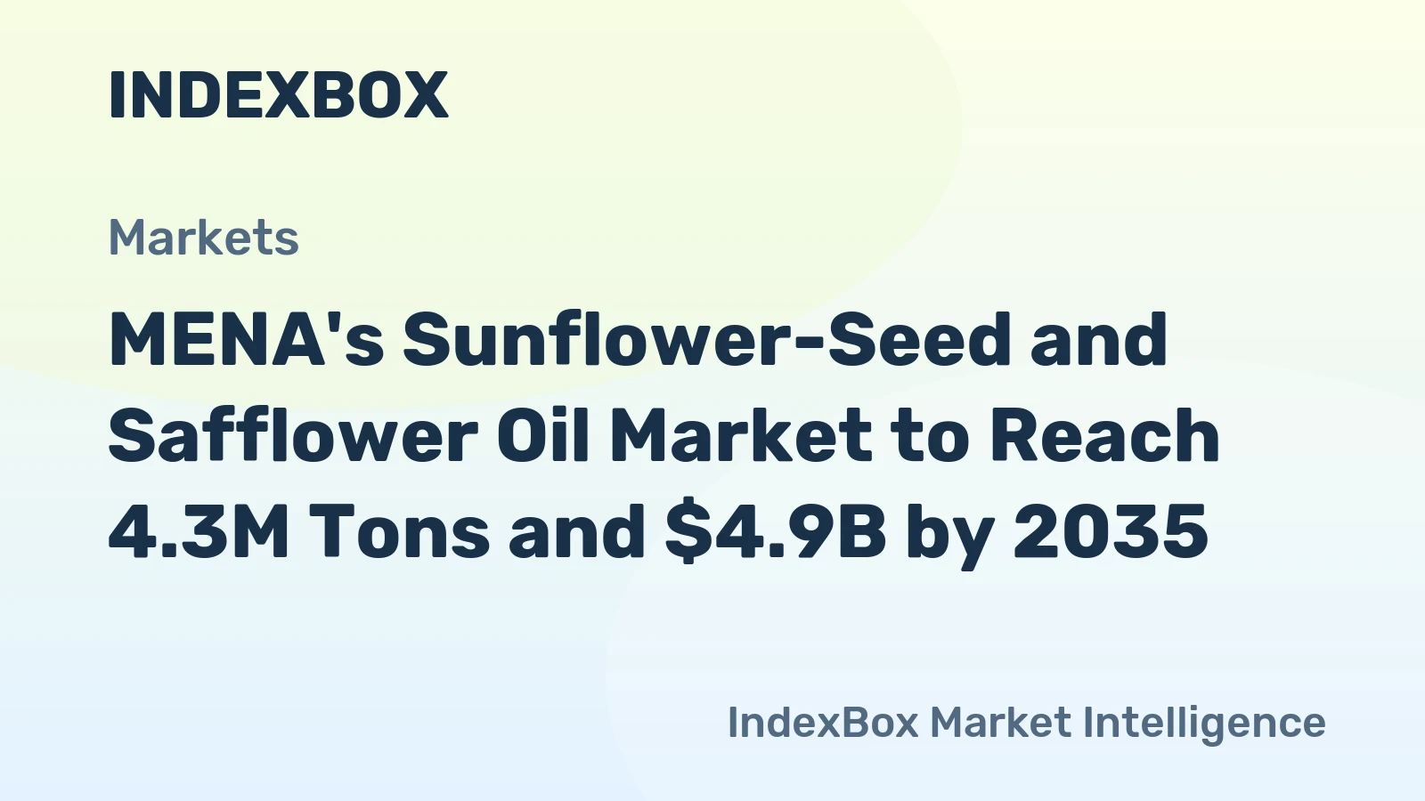 MENA's Sunflower-Seed and Safflower Oil Market to Reach 4.3M Tons and $4.9B by 2035