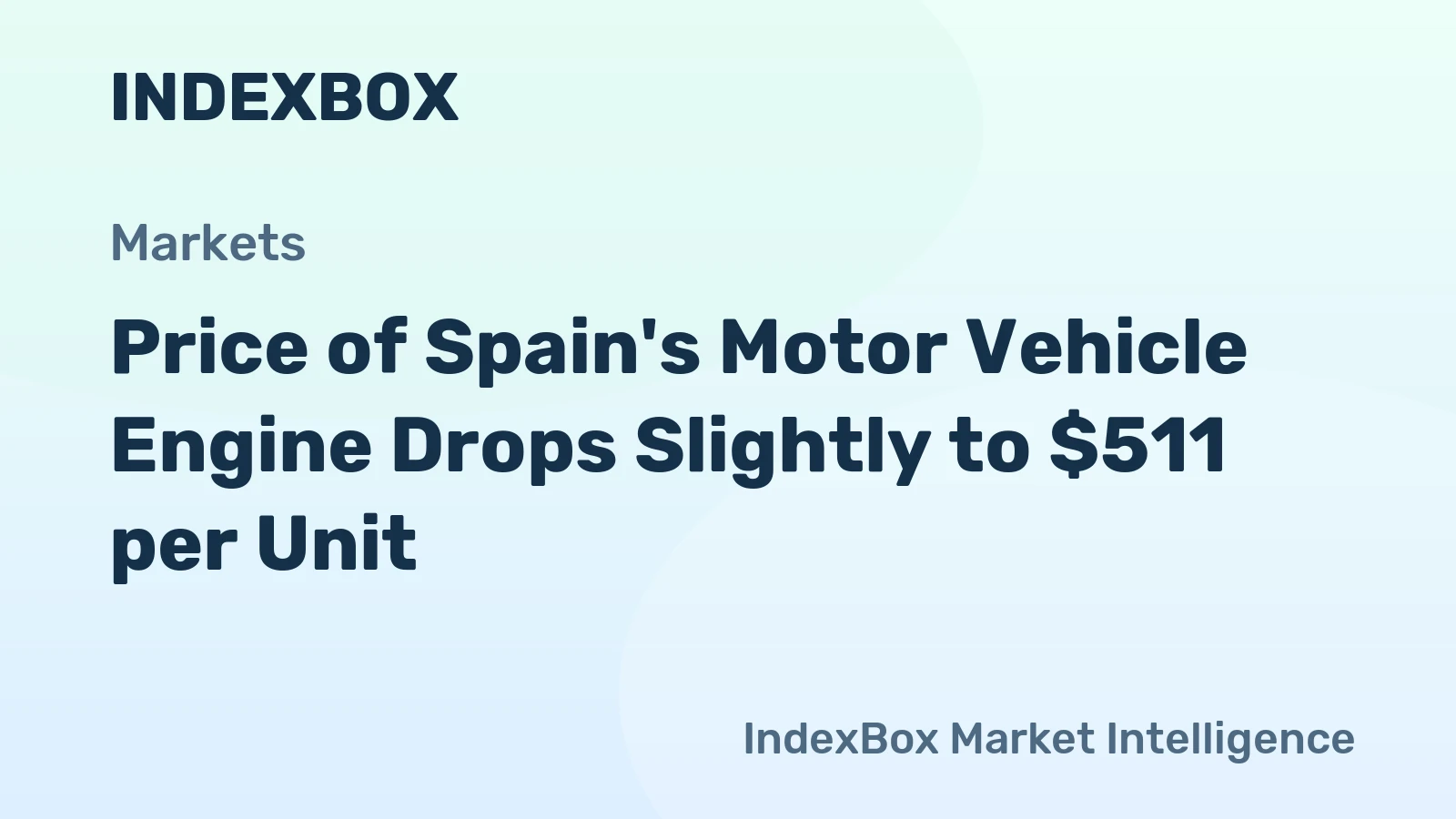 Price of Spain's Motor Vehicle Engine Drops Slightly to $511 per Unit
