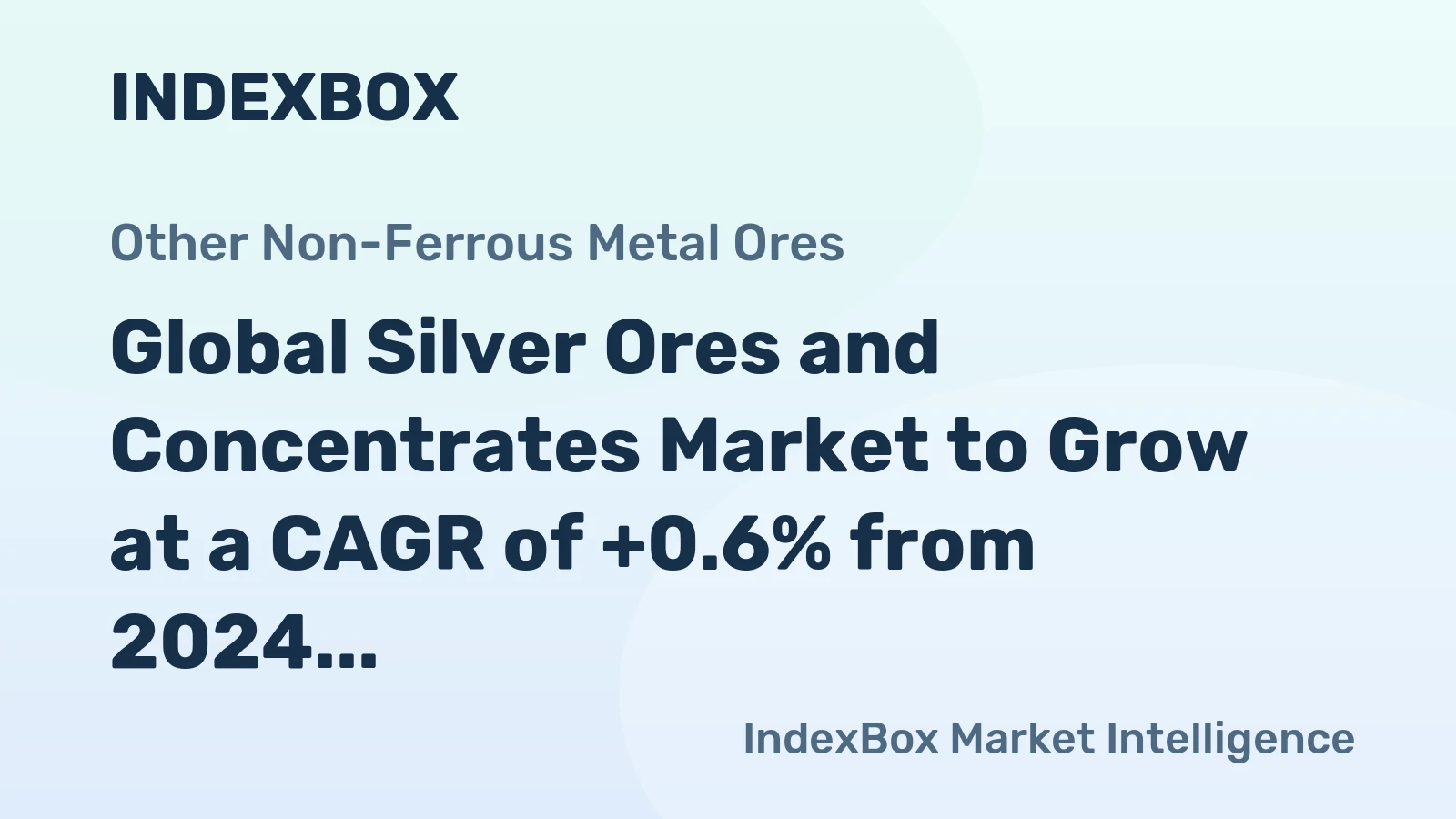 Global Silver Ores and Concentrates Market to Grow at a CAGR of +0.6% from 2024 to 2035