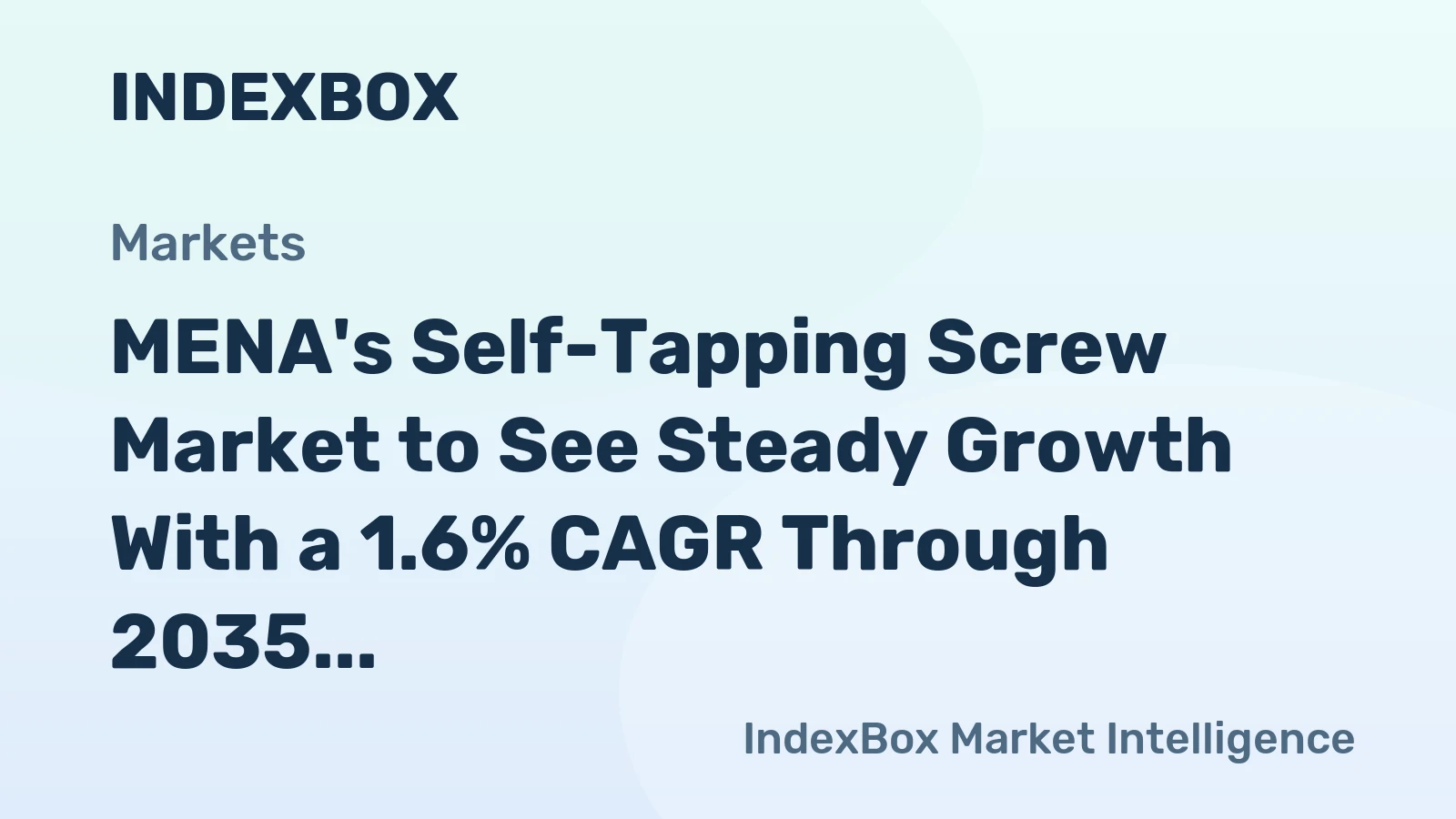 MENA's Self-Tapping Screw Market to See Steady Growth With a 1.6% CAGR Through 2035