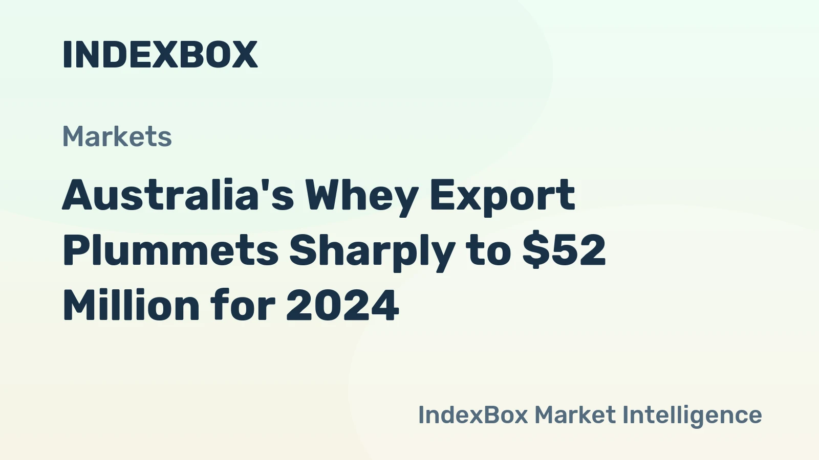Australia's Whey Export Plummets Sharply to $52 Million for 2024