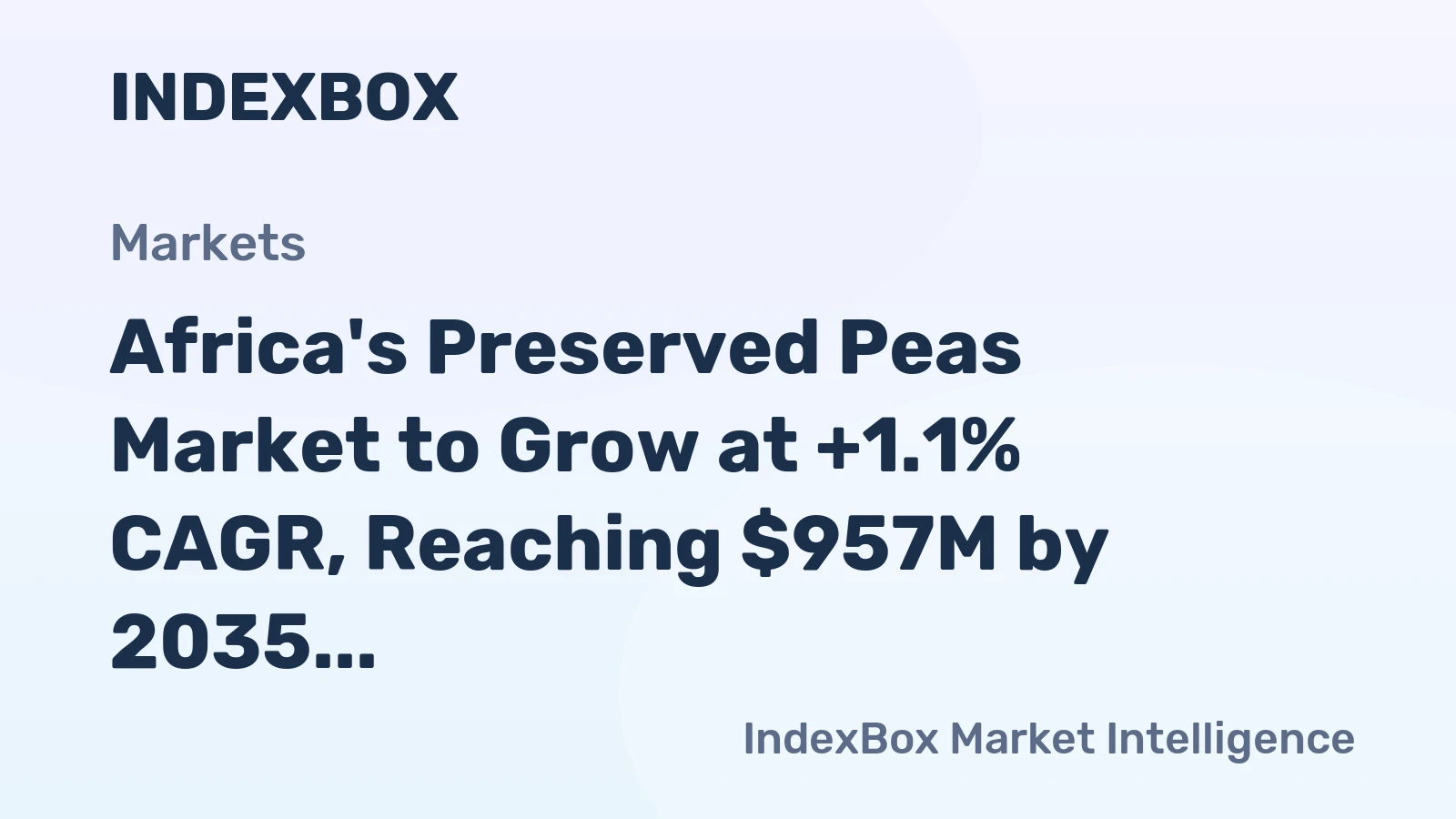 Africa's Preserved Peas Market to Grow at +1.1% CAGR, Reaching $957M by 2035