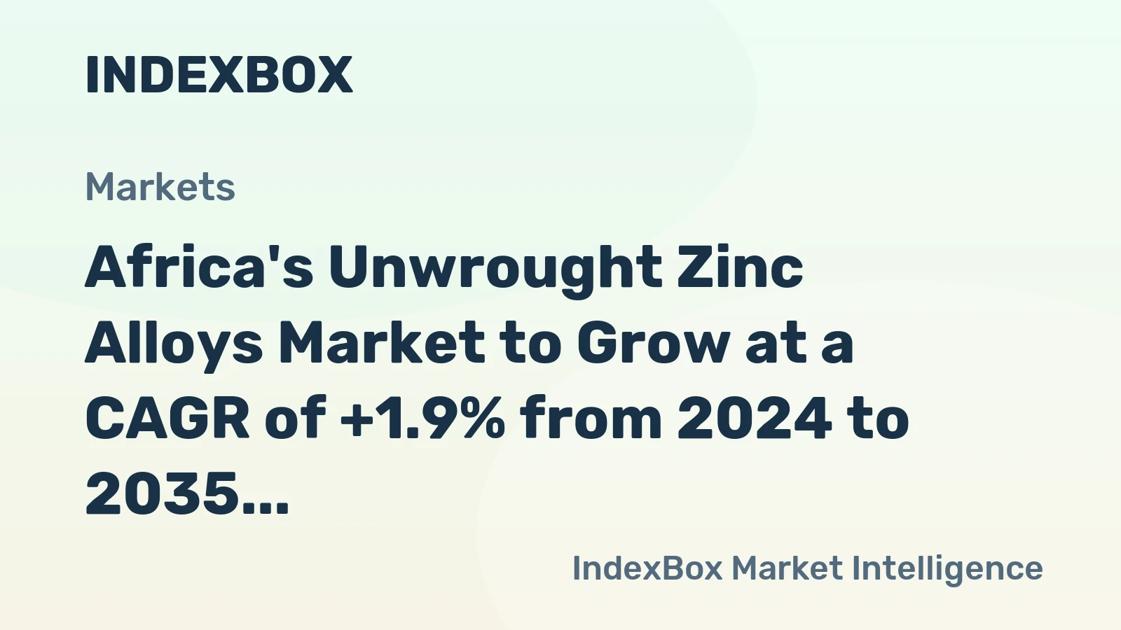 Africa's Unwrought Zinc Alloys Market to Grow at a CAGR of +1.9% from 2024 to 2035