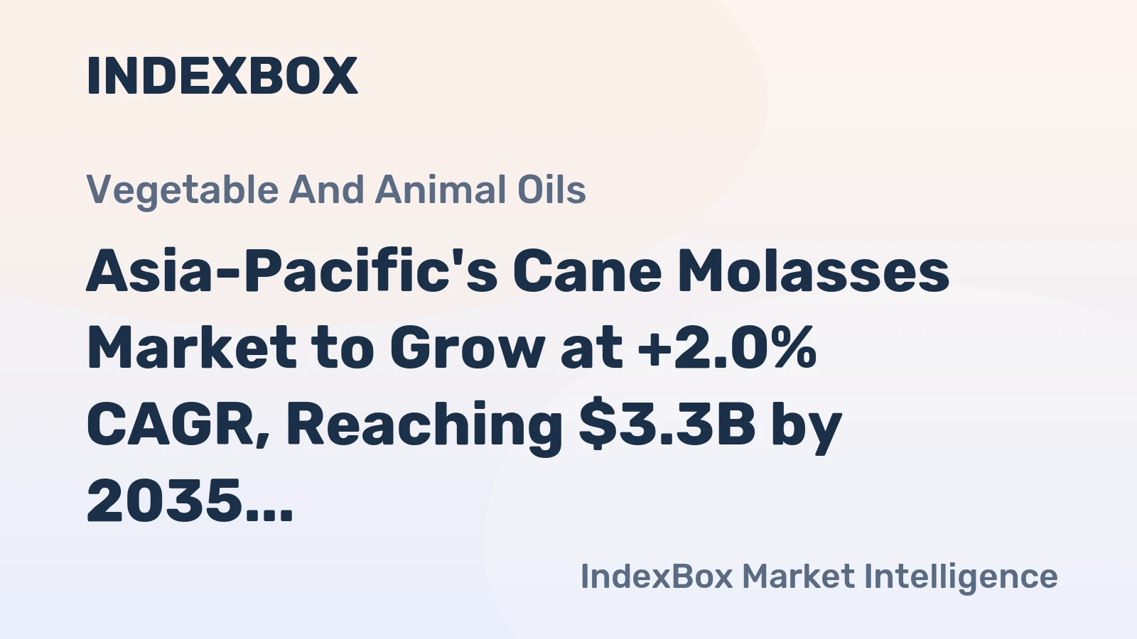 Asia-Pacific's Cane Molasses Market to Grow at +2.0% CAGR, Reaching $3.3B by 2035
