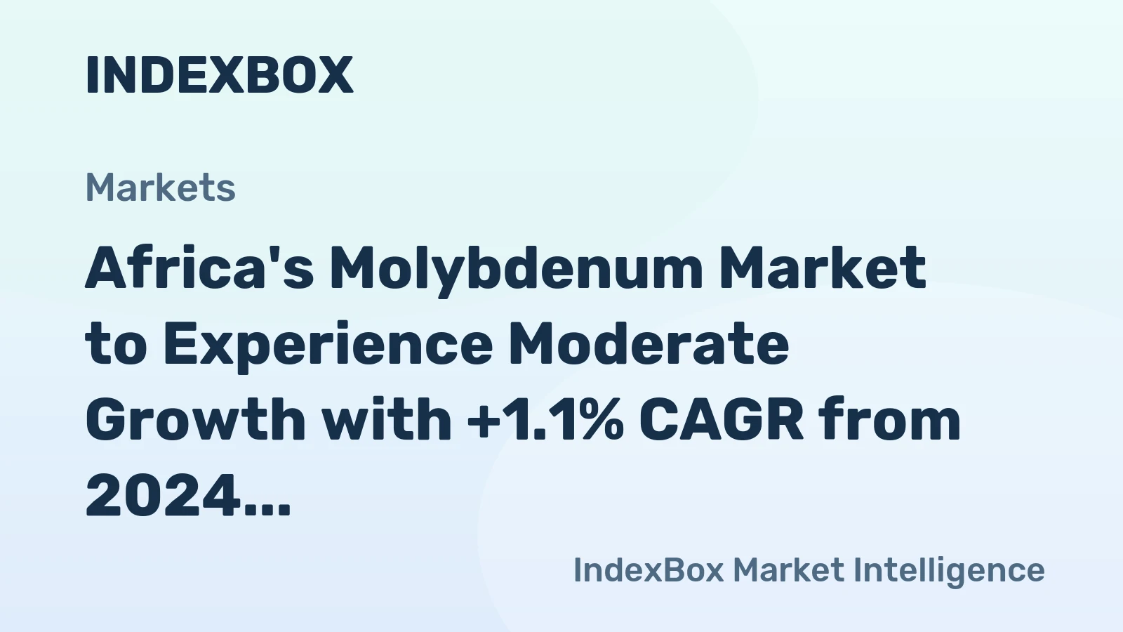 Africa's Molybdenum Market to Experience Moderate Growth with +1.1% CAGR from 2024 to 2035