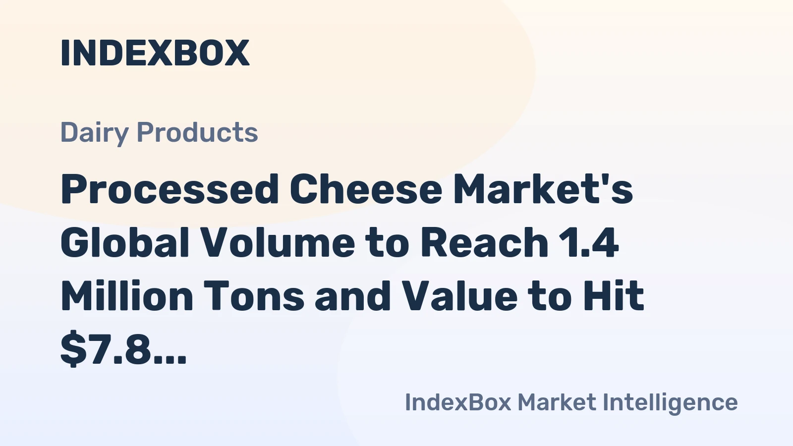 Processed Cheese Market's Global Volume to Reach 1.4 Million Tons and Value to Hit $7.8 Billion by 2035