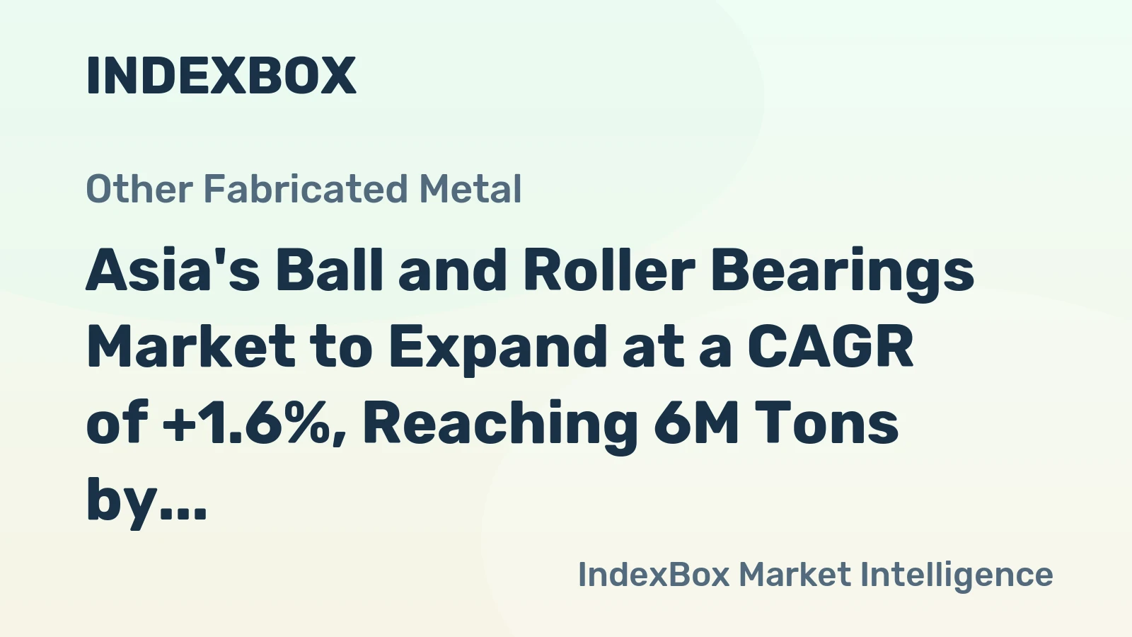 Asia's Ball and Roller Bearings Market to Expand at a CAGR of +1.6%, Reaching 6M Tons by 2035
