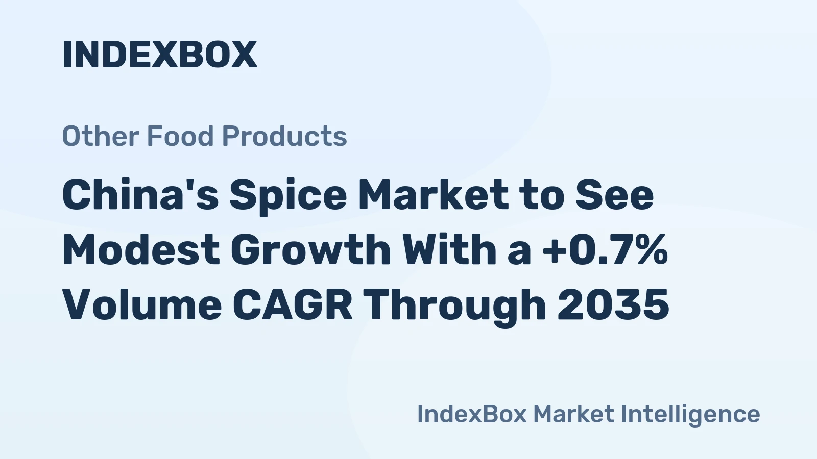 China's Spice Market to See Modest Growth With a +0.7% Volume CAGR Through 2035