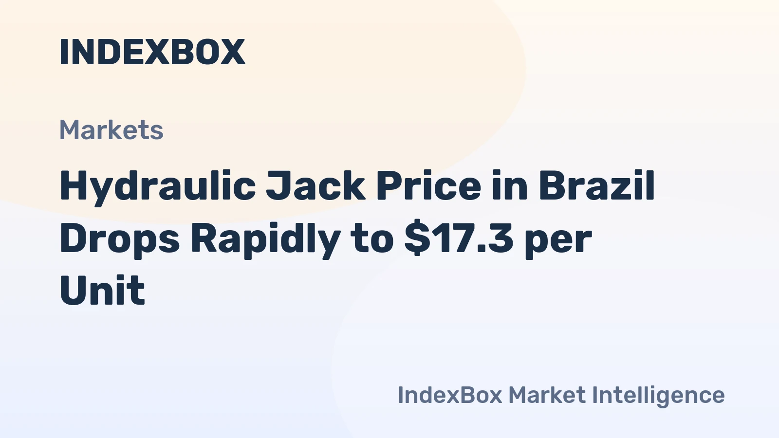 Hydraulic Jack Price in Brazil Drops Rapidly to $17.3 per Unit