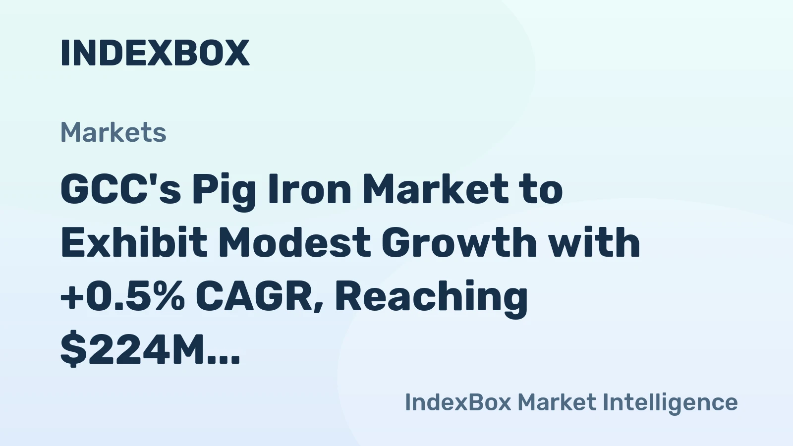 GCC's Pig Iron Market to Exhibit Modest Growth with +0.5% CAGR, Reaching $224M by 2035