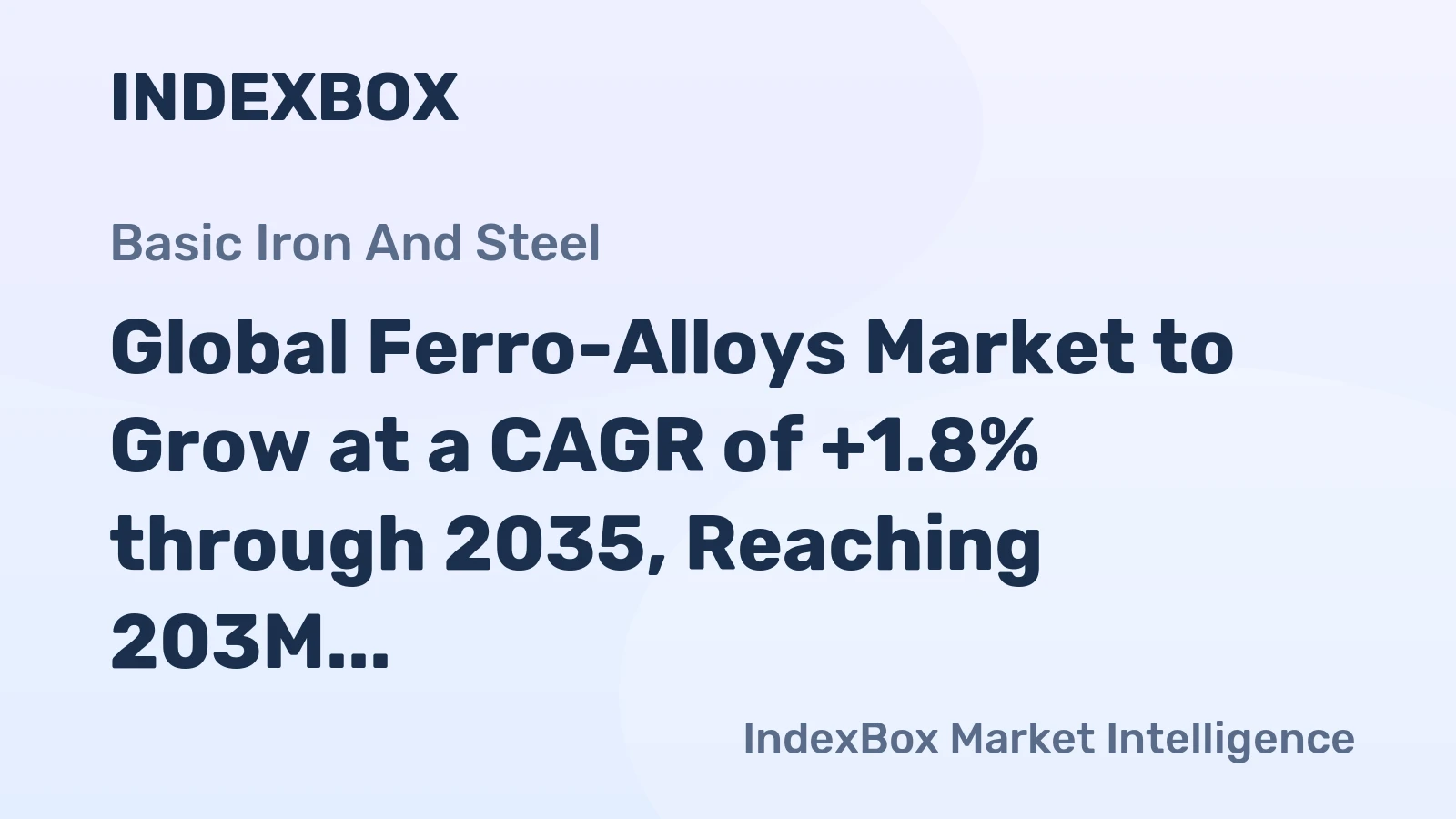 Global Ferro-Alloys Market to Grow at a CAGR of +1.8% through 2035, Reaching 203M Tons