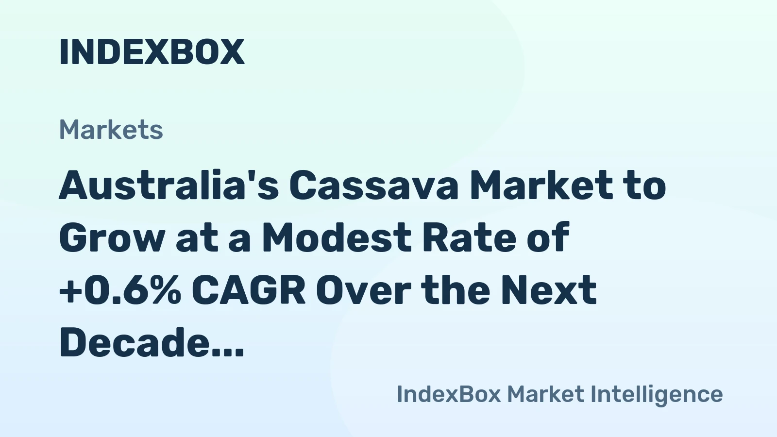 Australia's Cassava Market to Grow at a Modest Rate of +0.6% CAGR Over the Next Decade