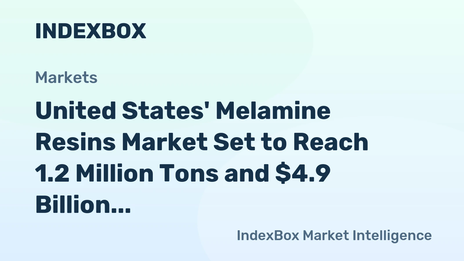 United States' Melamine Resins Market Set to Reach 1.2 Million Tons and $4.9 Billion in Value