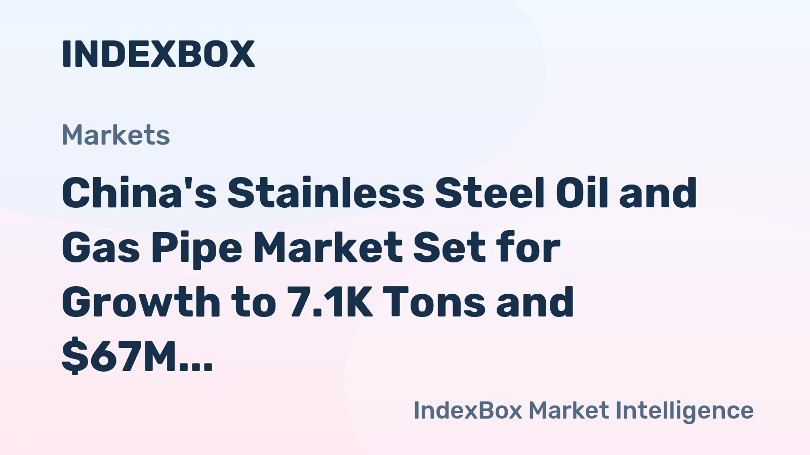 China's Stainless Steel Oil and Gas Pipe Market Set for Growth to 7.1K Tons and $67M