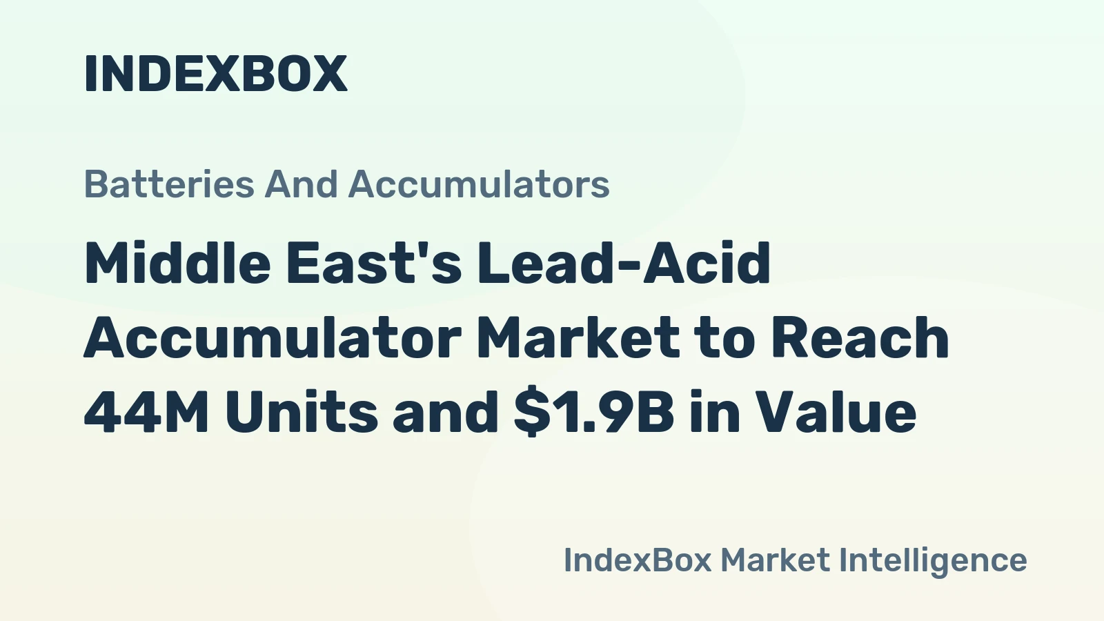 Middle East's Lead-Acid Accumulator Market to Reach 44M Units and $1.9B in Value