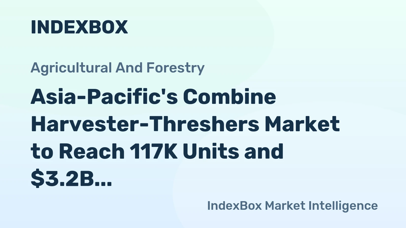Asia-Pacific's Combine Harvester-Threshers Market to Reach 117K Units and $3.2B by 2035