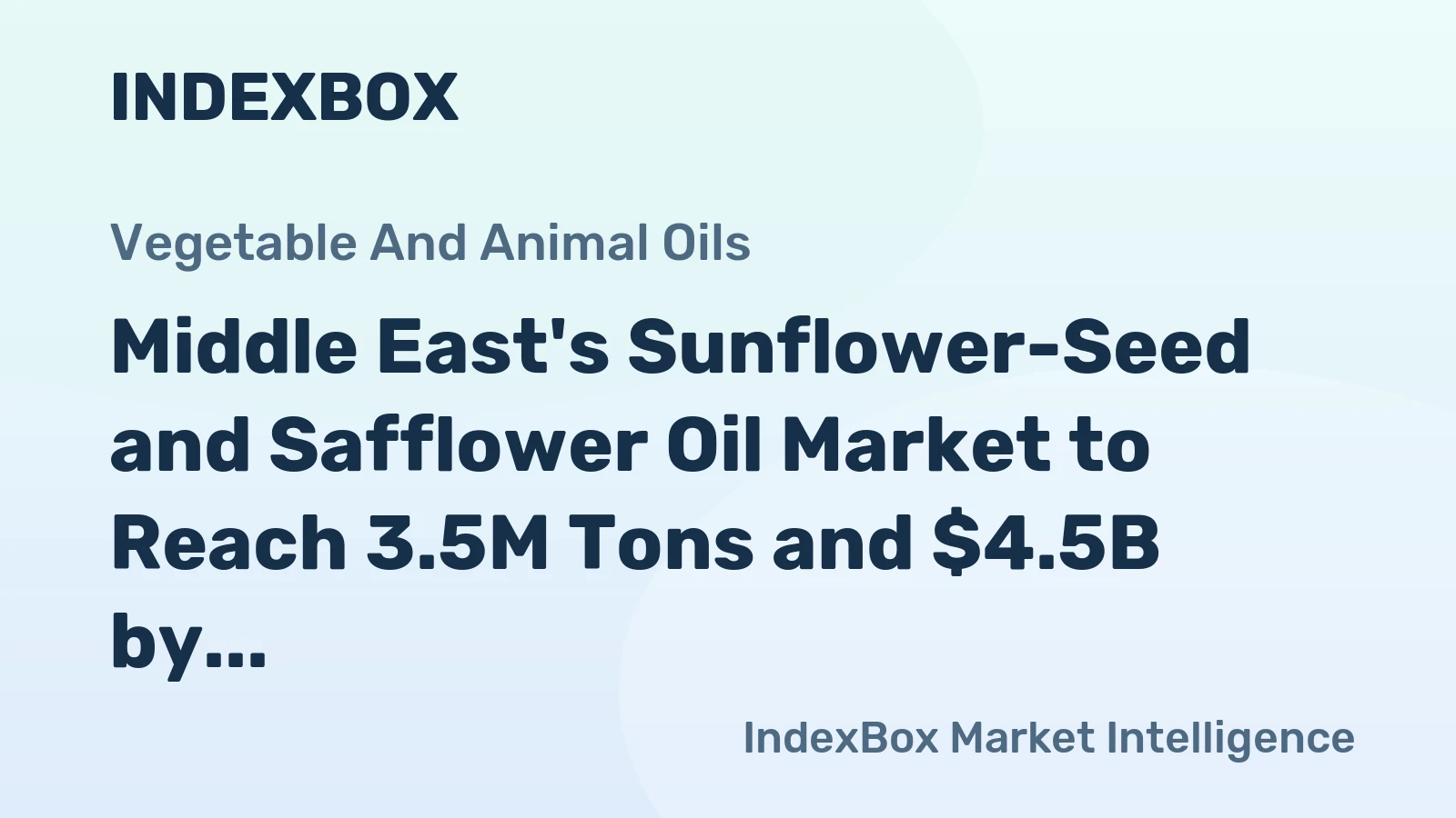 Middle East's Sunflower-Seed and Safflower Oil Market to Reach 3.5M Tons and $4.5B by 2035