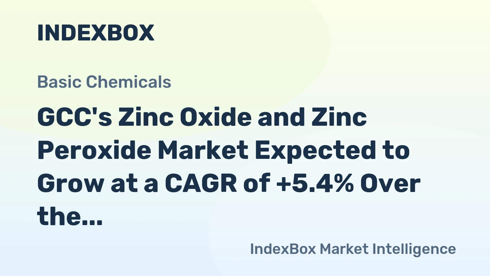GCC's Zinc Oxide and Zinc Peroxide Market Expected to Grow at a CAGR of +5.4% Over the Next Decade, Reaching $160M by 2035