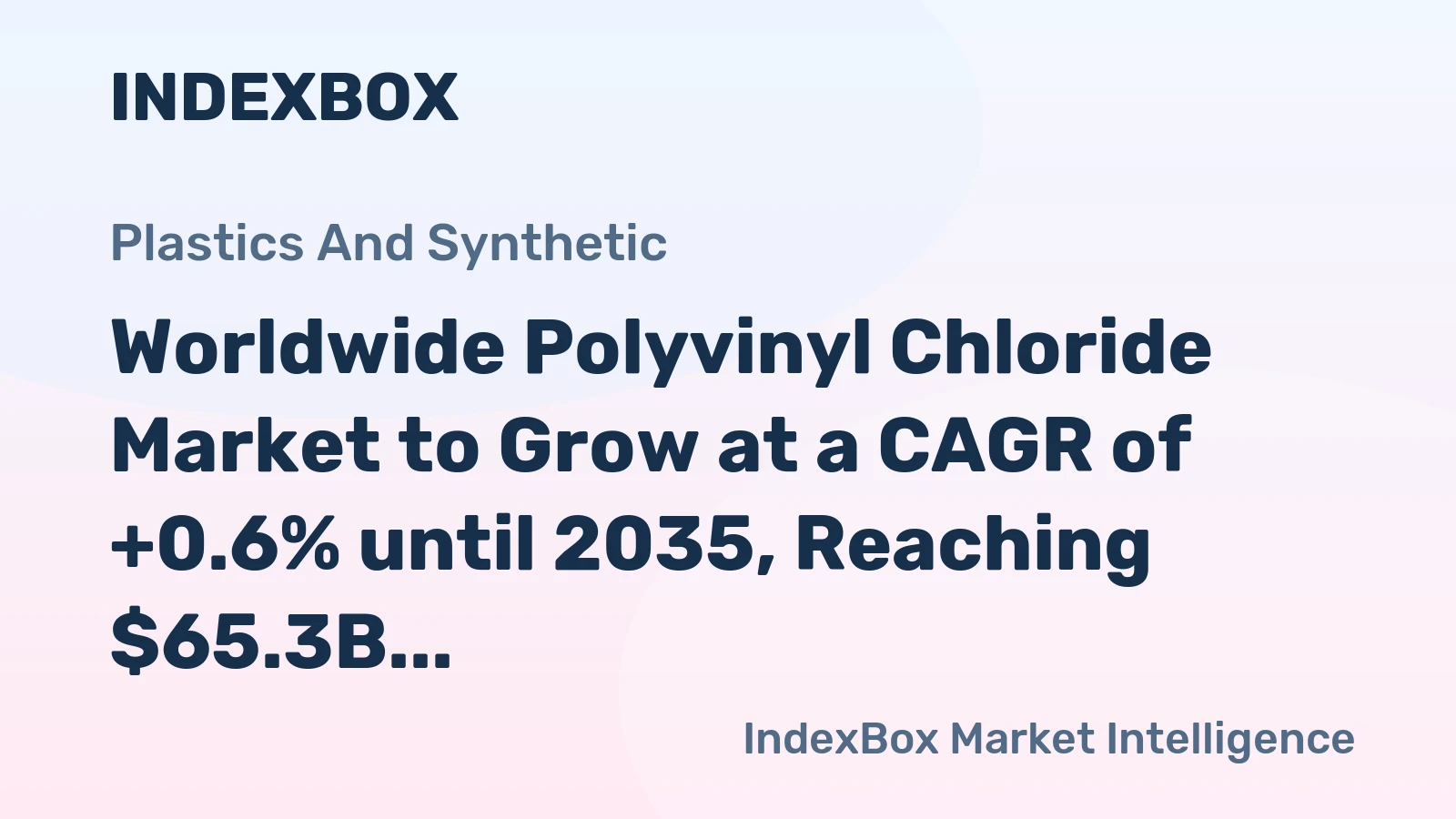 Worldwide Polyvinyl Chloride Market to Grow at a CAGR of +0.6% until 2035, Reaching $65.3B in Value