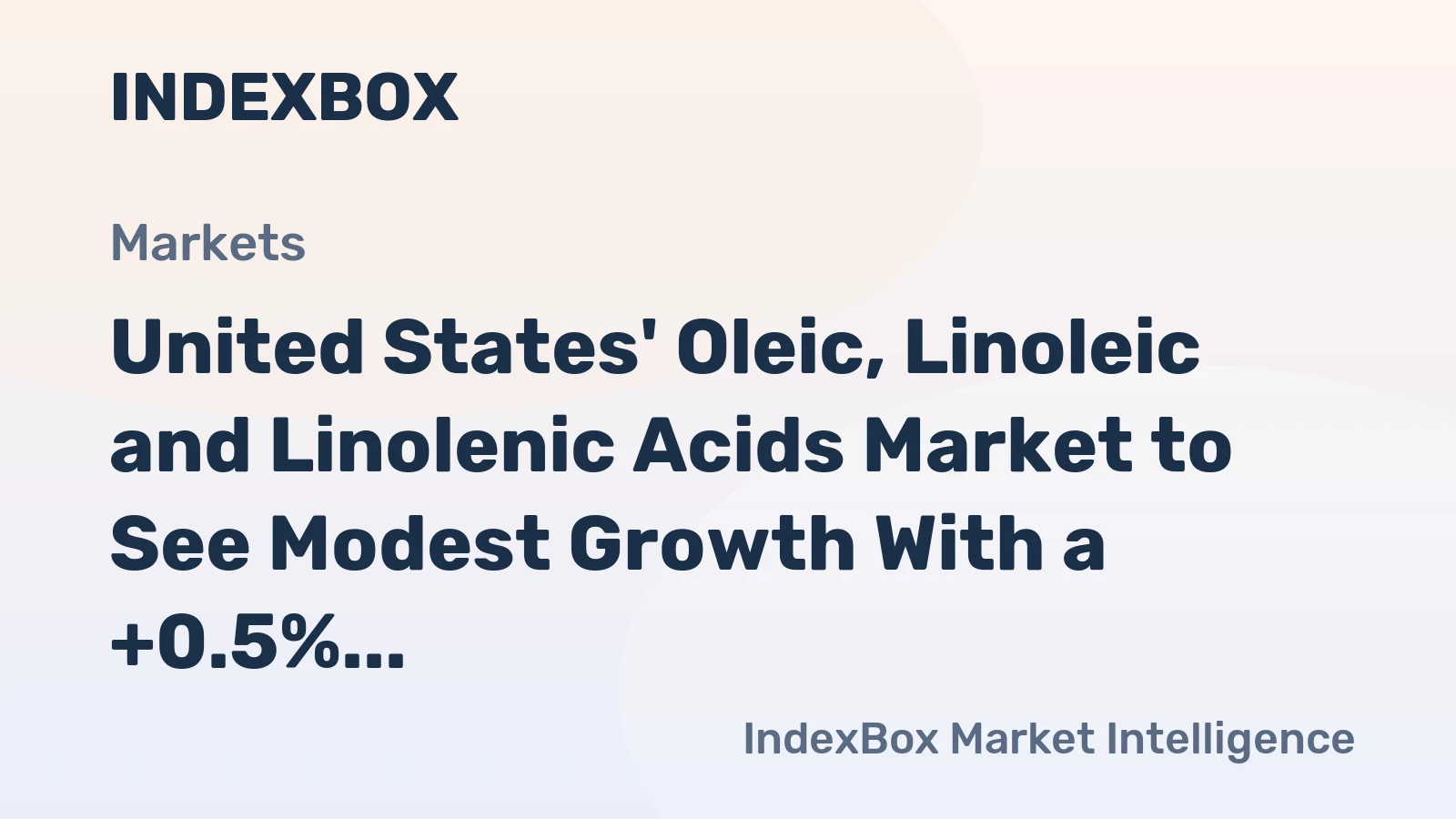 United States' Oleic, Linoleic and Linolenic Acids Market to See Modest Growth With a +0.5% Volume CAGR Through 2035