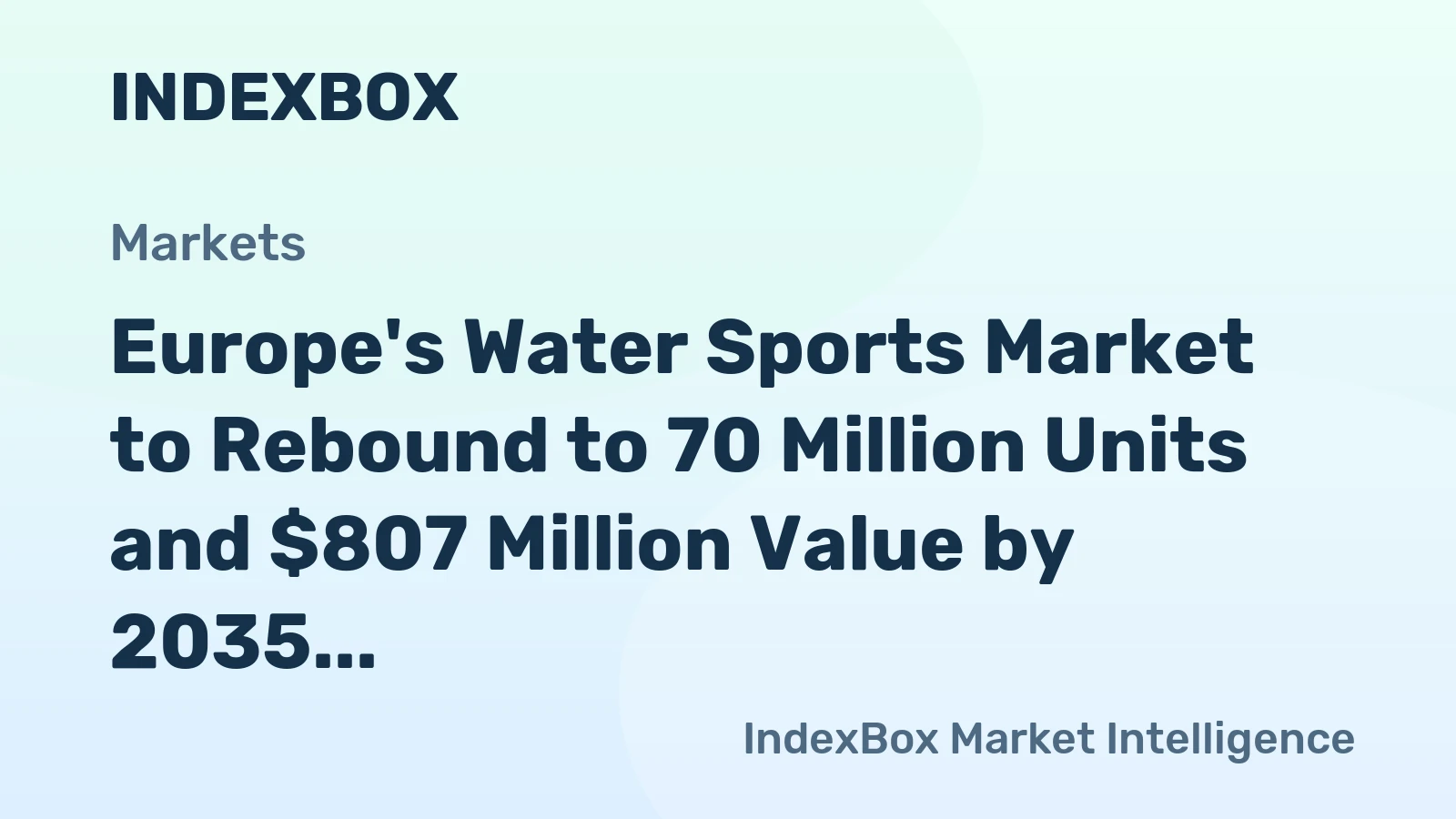 Europe's Water Sports Market to Rebound to 70 Million Units and $807 Million Value by 2035