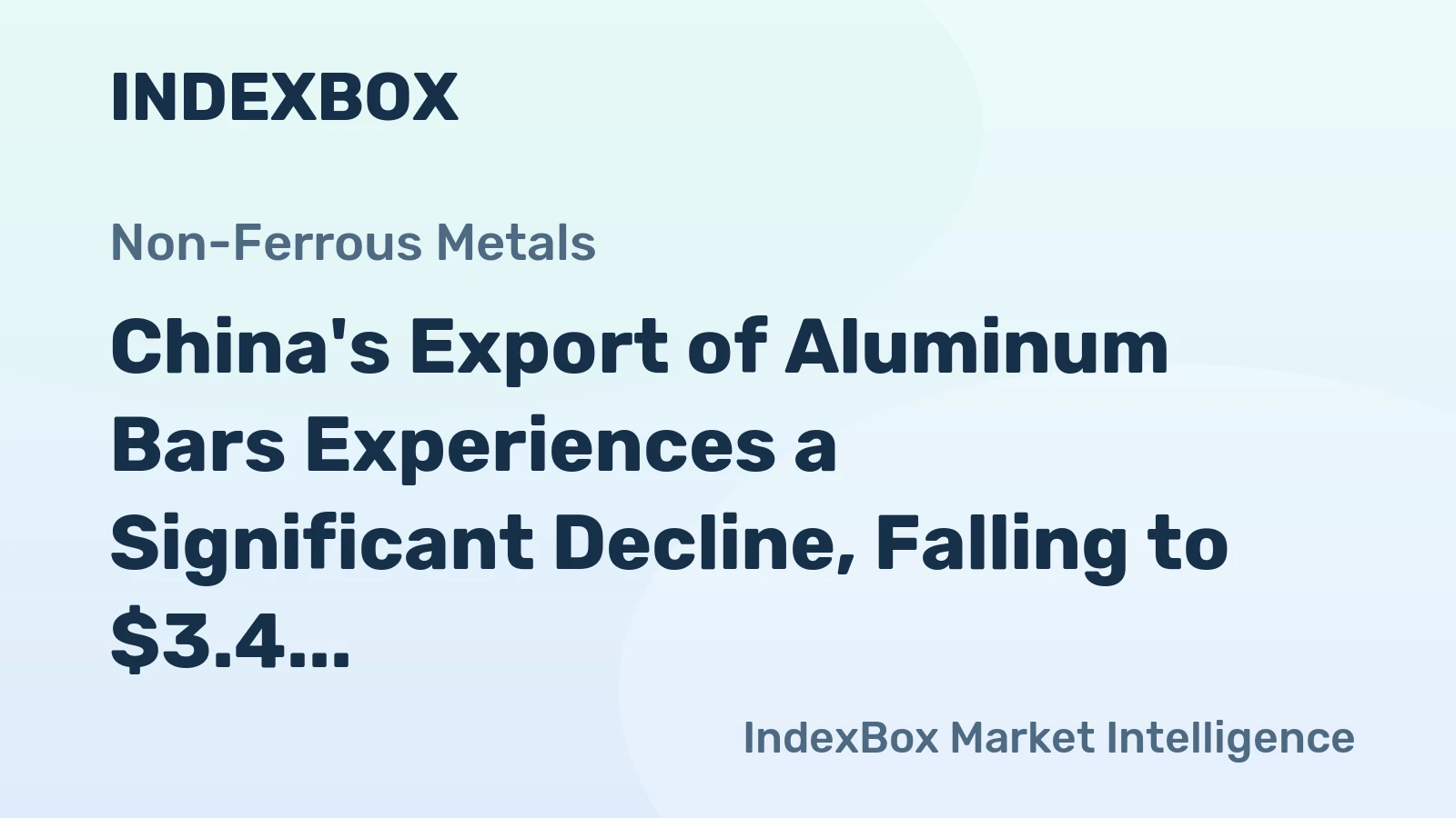 China's Export of Aluminum Bars Experiences a Significant Decline, Falling to $3.4 Billion in 2023.
