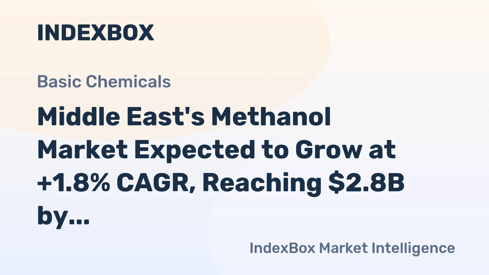 Middle East's Methanol Market Expected to Grow at +1.8% CAGR, Reaching $2.8B by 2035