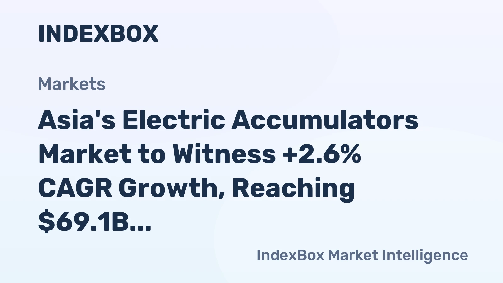 Asia's Electric Accumulators Market to Witness +2.6% CAGR Growth, Reaching $69.1B by 2035