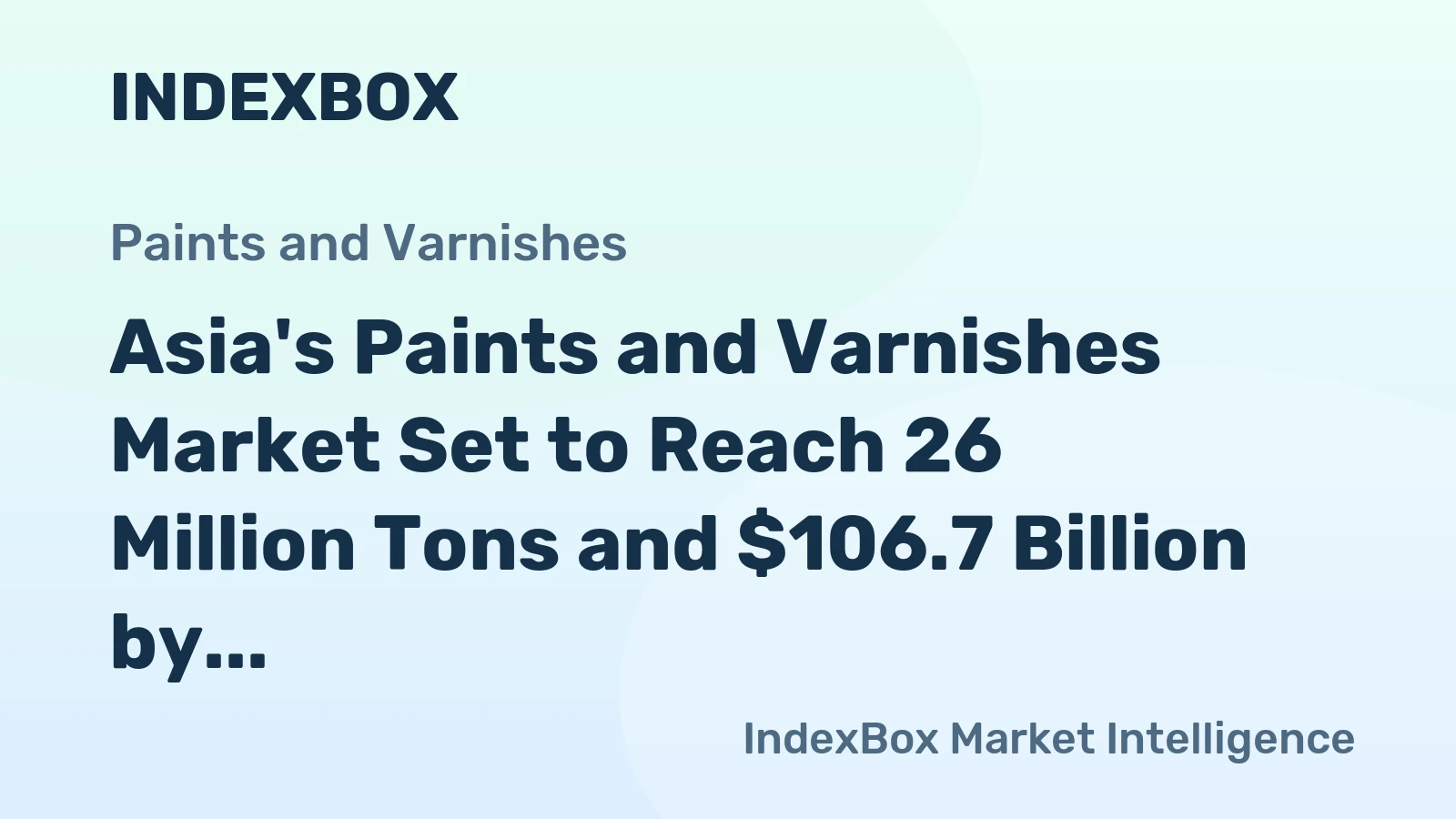 Asia's Paints and Varnishes Market Set to Reach 26 Million Tons and $106.7 Billion by 2035