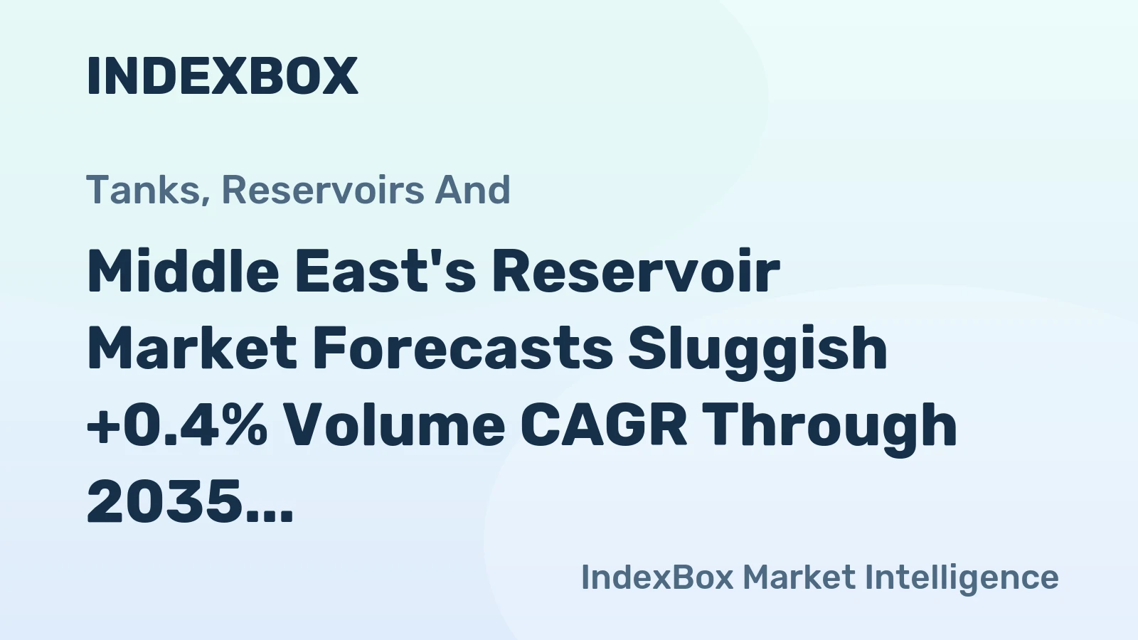 Middle East's Reservoir Market Forecasts Sluggish +0.4% Volume CAGR Through 2035