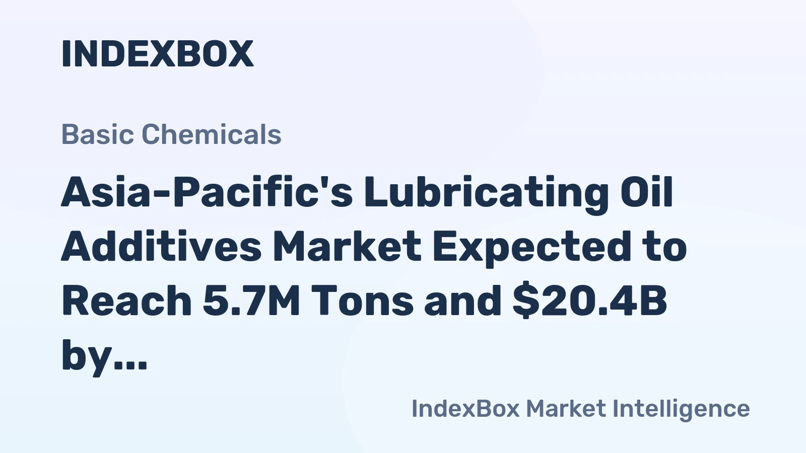 Asia-Pacific's Lubricating Oil Additives Market Expected to Reach 5.7M Tons and $20.4B by 2035