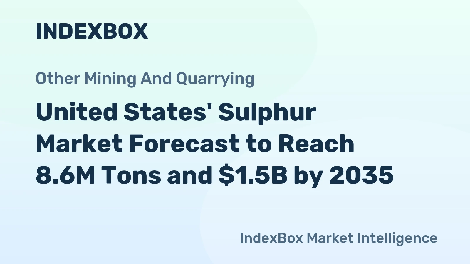 United States' Sulphur Market Forecast to Reach 8.6M Tons and $1.5B by 2035
