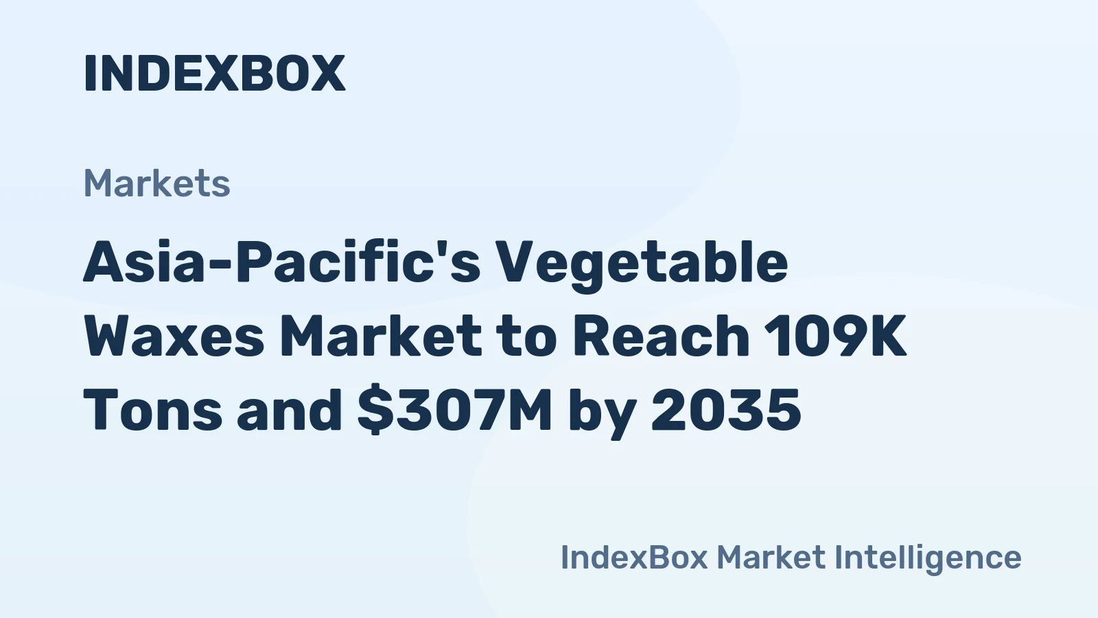 Asia-Pacific's Vegetable Waxes Market to Reach 109K Tons and $307M by 2035