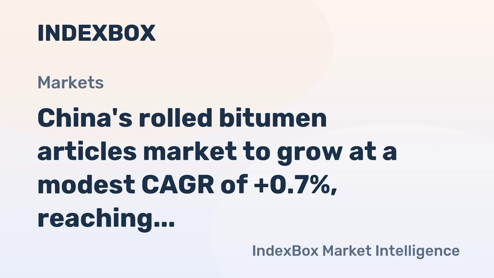 China's rolled bitumen articles market to grow at a modest CAGR of +0.7%, reaching 2B square meters by 2035.