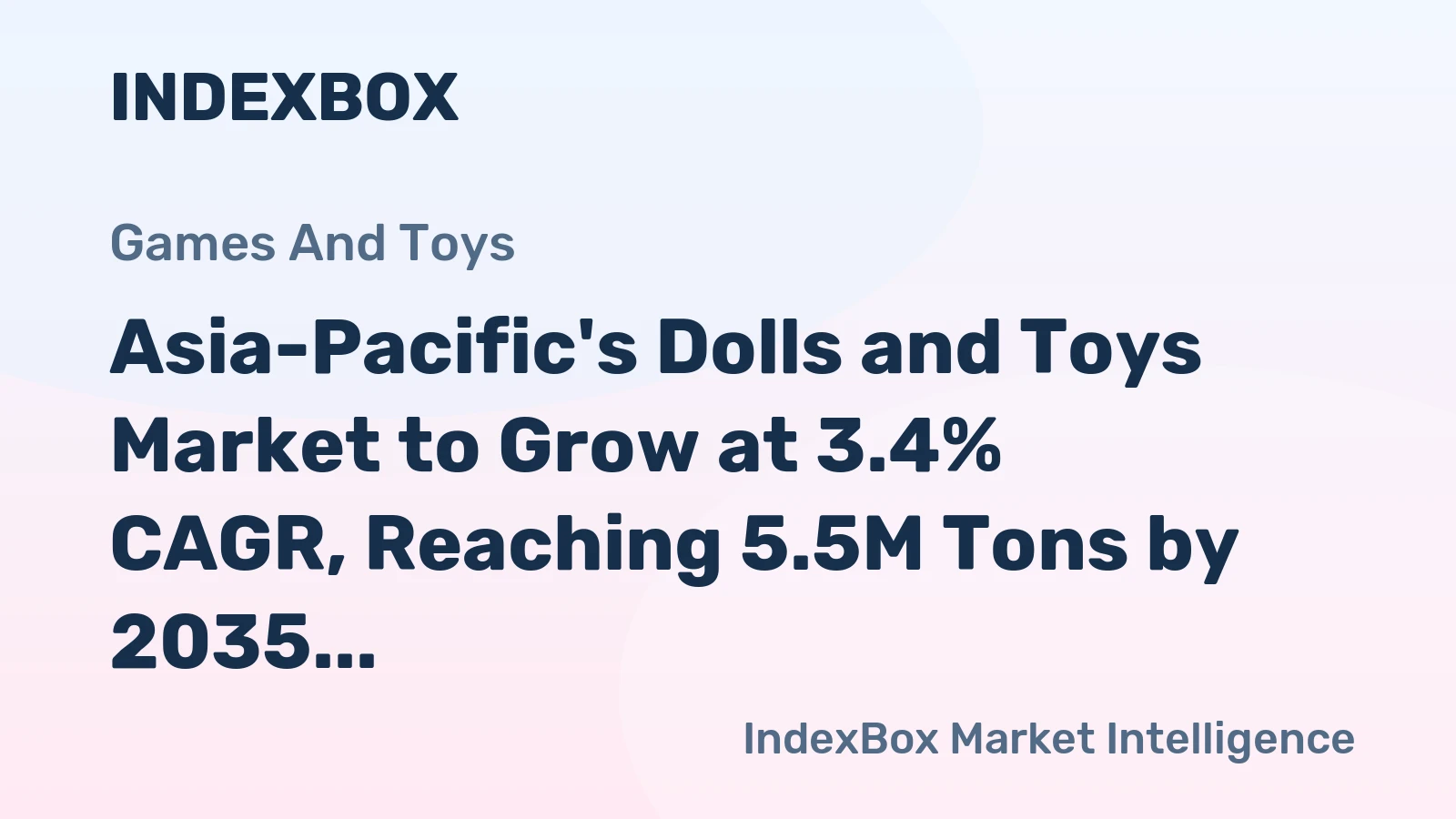 Asia-Pacific's Dolls and Toys Market to Grow at 3.4% CAGR, Reaching 5.5M Tons by 2035