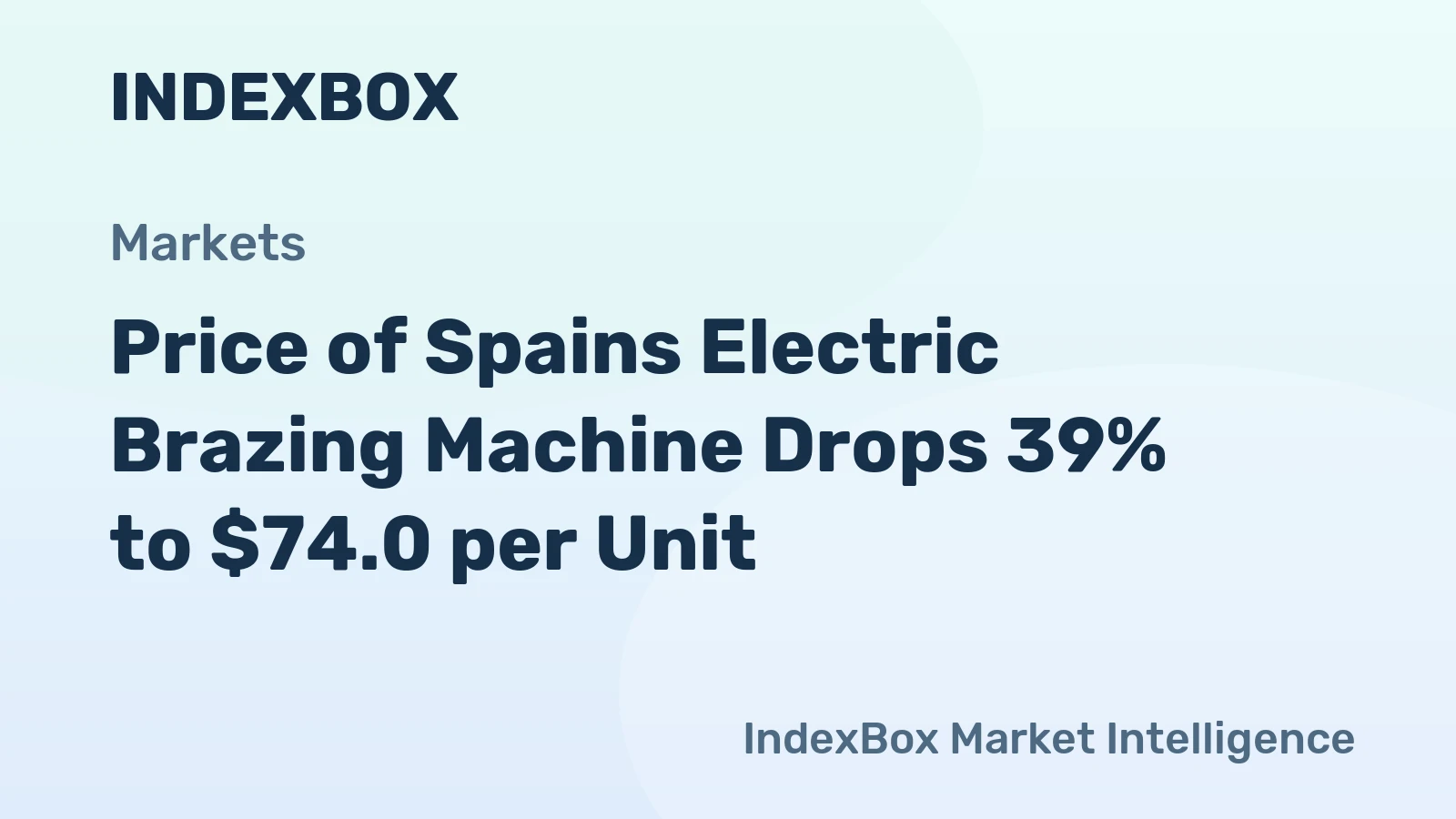 Price of Spains Electric Brazing Machine Drops 39% to $74.0 per Unit