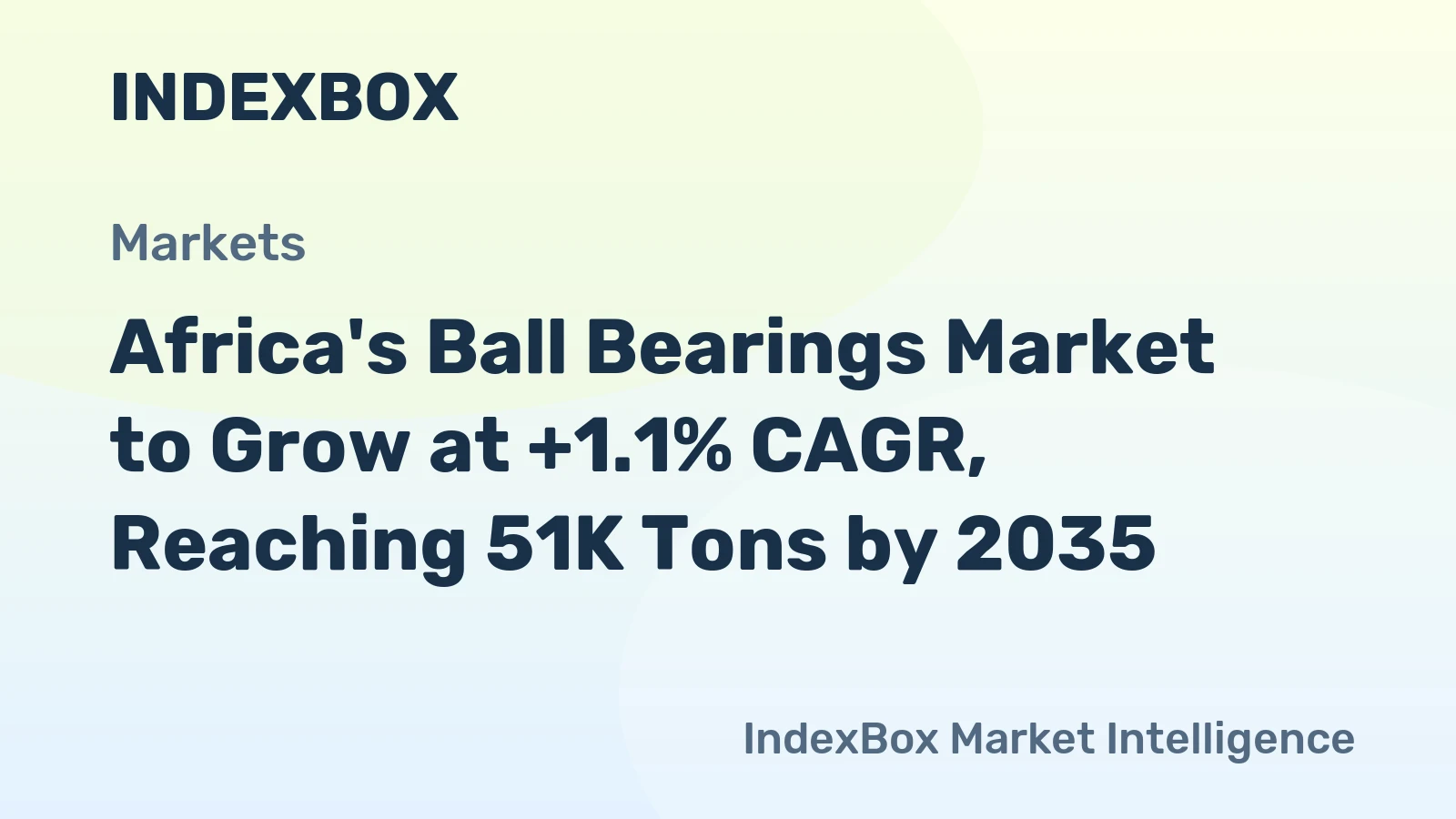 Africa's Ball Bearings Market to Grow at +1.1% CAGR, Reaching 51K Tons by 2035