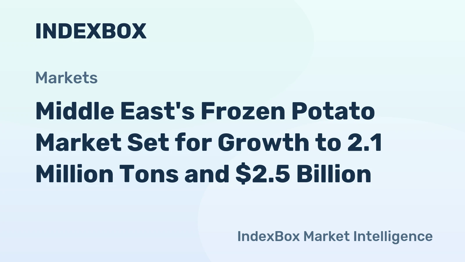 Middle East's Frozen Potato Market Set for Growth to 2.1 Million Tons and $2.5 Billion