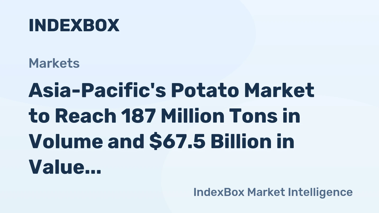 Asia-Pacific's Potato Market to Reach 187 Million Tons in Volume and $67.5 Billion in Value by 2035